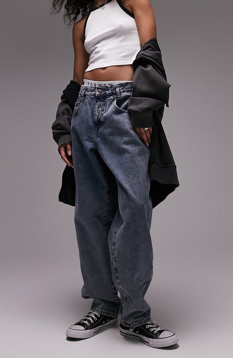 Topshop Oversize Side Panel Nonstretch Jeans | Nordstromrack