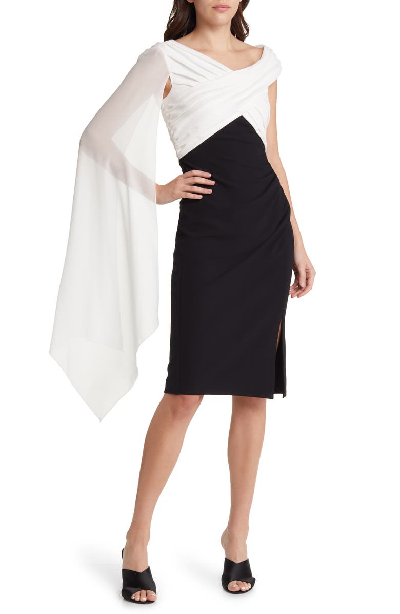 Tadashi Shoji Cape Long Sleeve Crepe Body-Con Dress | Nordstromrack