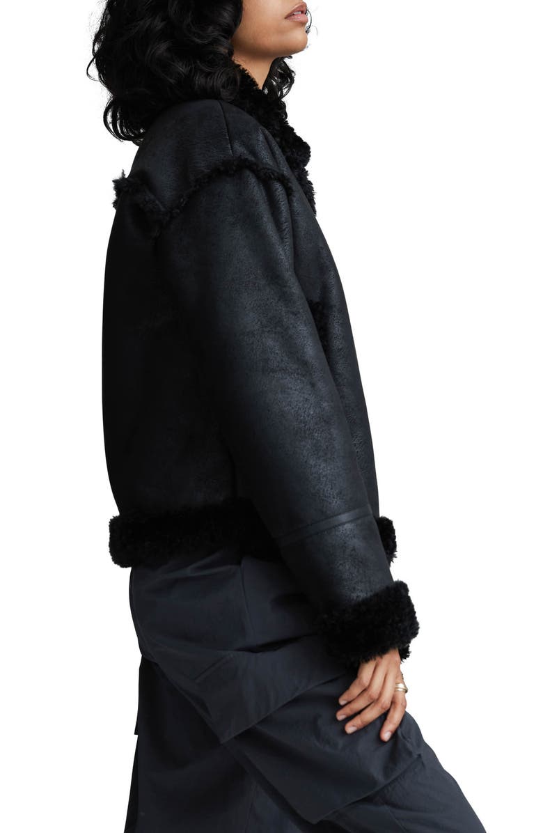 NVLT Cropped Faux Shearling Biker Jacket | Nordstromrack