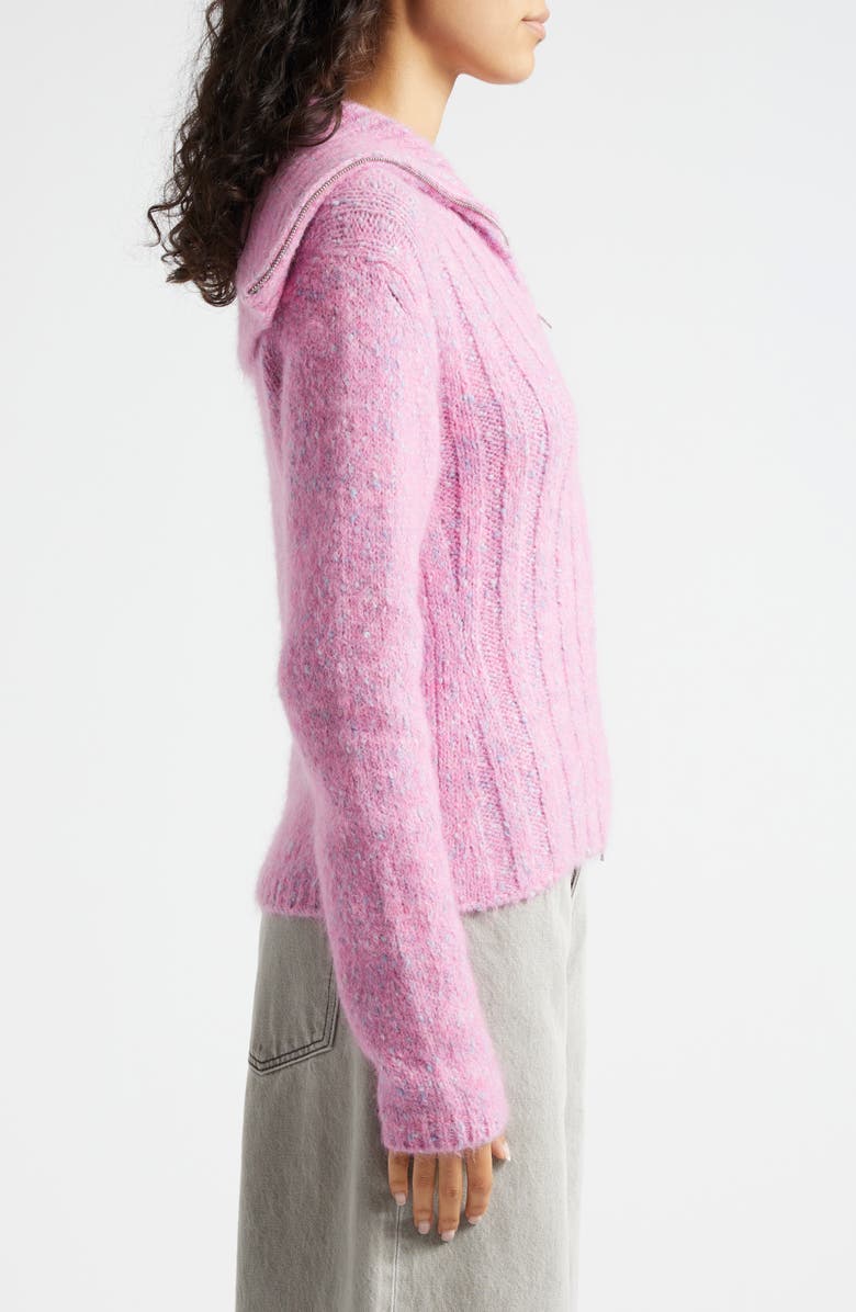 Ganni Tweed Rib Zip-Up Sweater | Nordstromrack