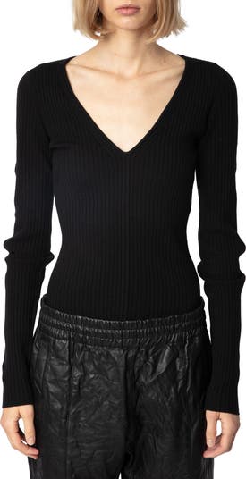 Zadig & Voltaire Syla Cutout Merino Wool Blend Rib Sweater | Nordstrom