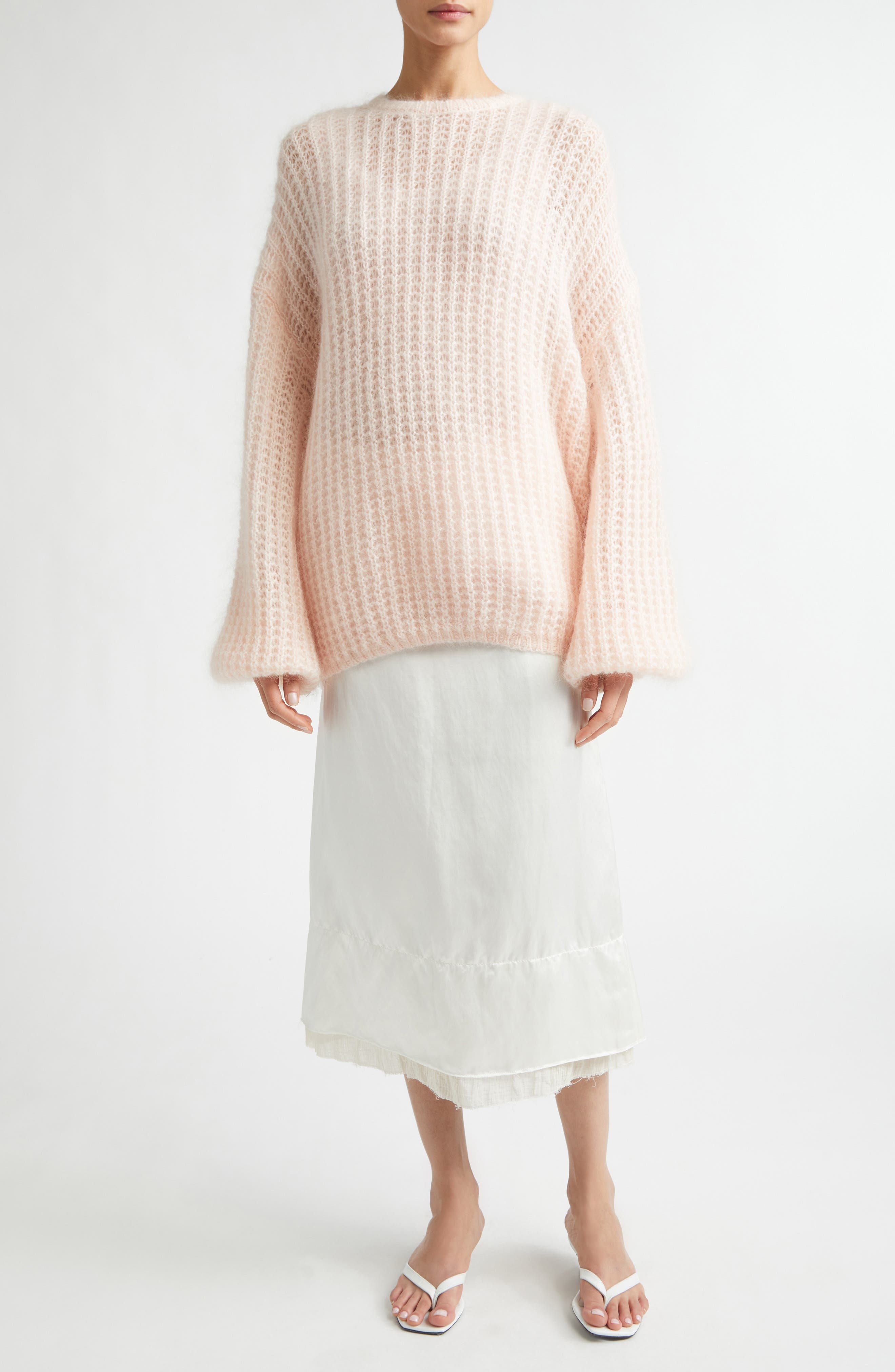 TOTEME Puffed Wool & Mohair Open Stitch Sweater | Nordstrom