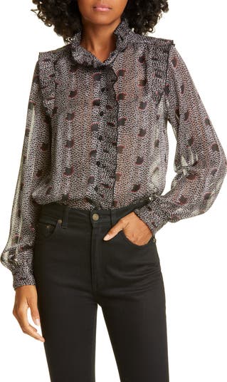 ba&sh Precious Pleated Ruffle Detail Long Sleeve Blouse | Nordstrom
