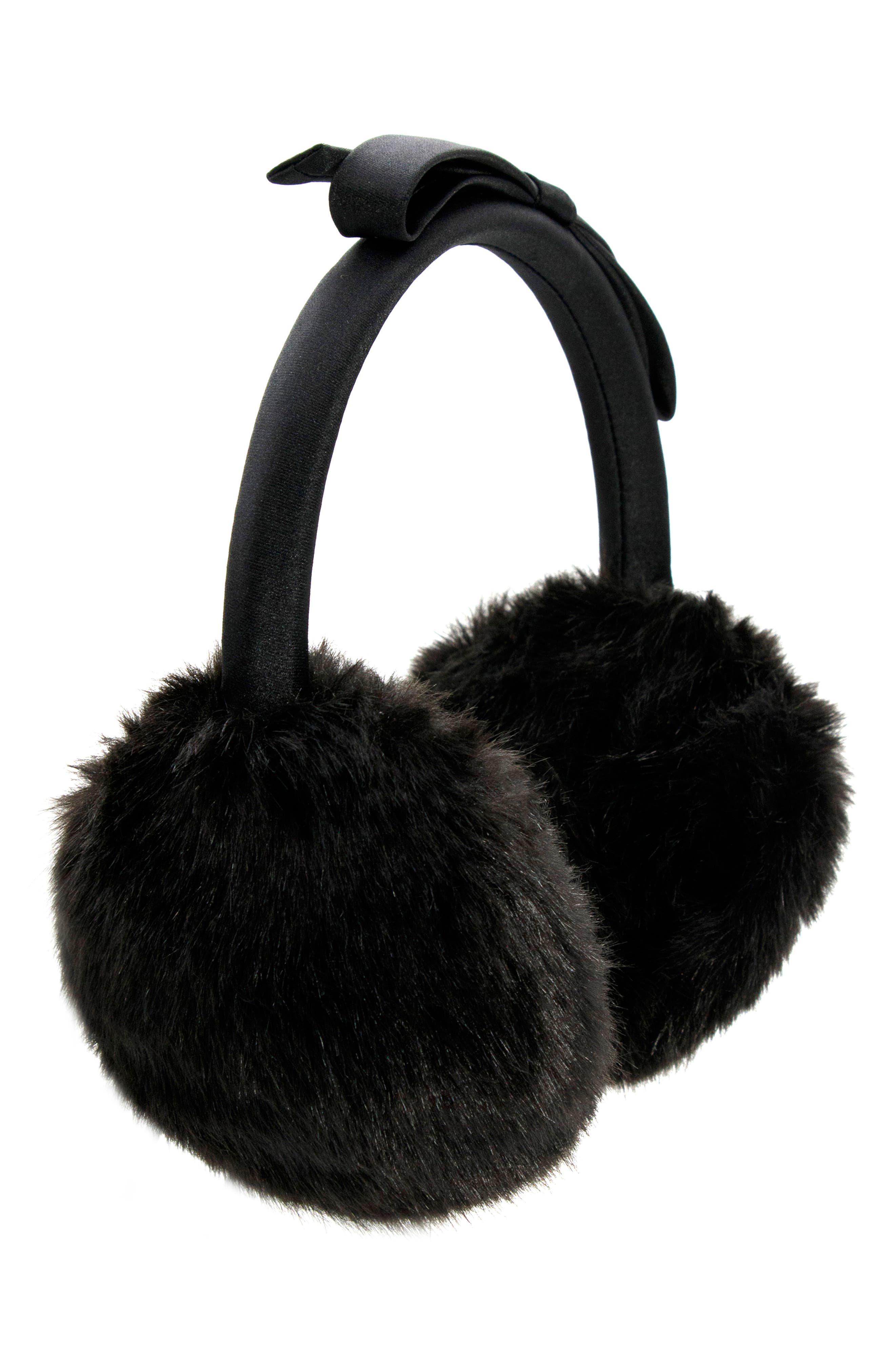 Kate Spade New York shoelace bow faux fur earmuffs | Nordstromrack