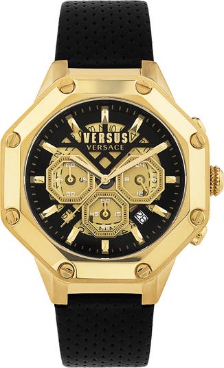 VERSUS Versace Palestro Leather Strap Watch, 45mm | Nordstromrack