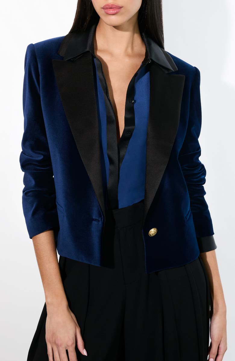 Alice + Olivia Devyn Boxy Crop Velvet Blazer | Nordstromrack