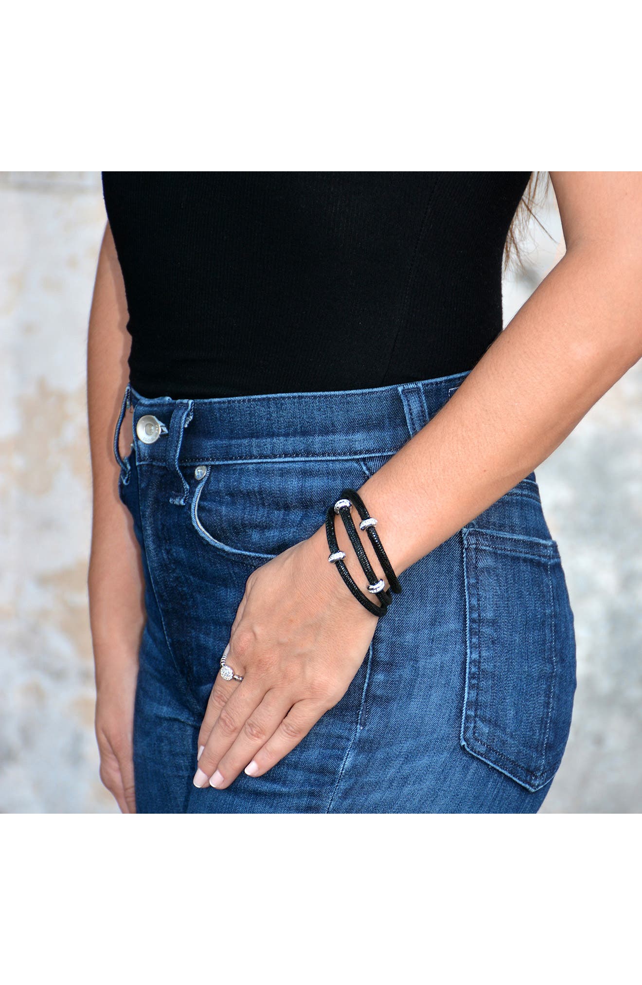 Liza Schwartz Sterling Silver Plated Good Karma Leather Triple Wrap ...
