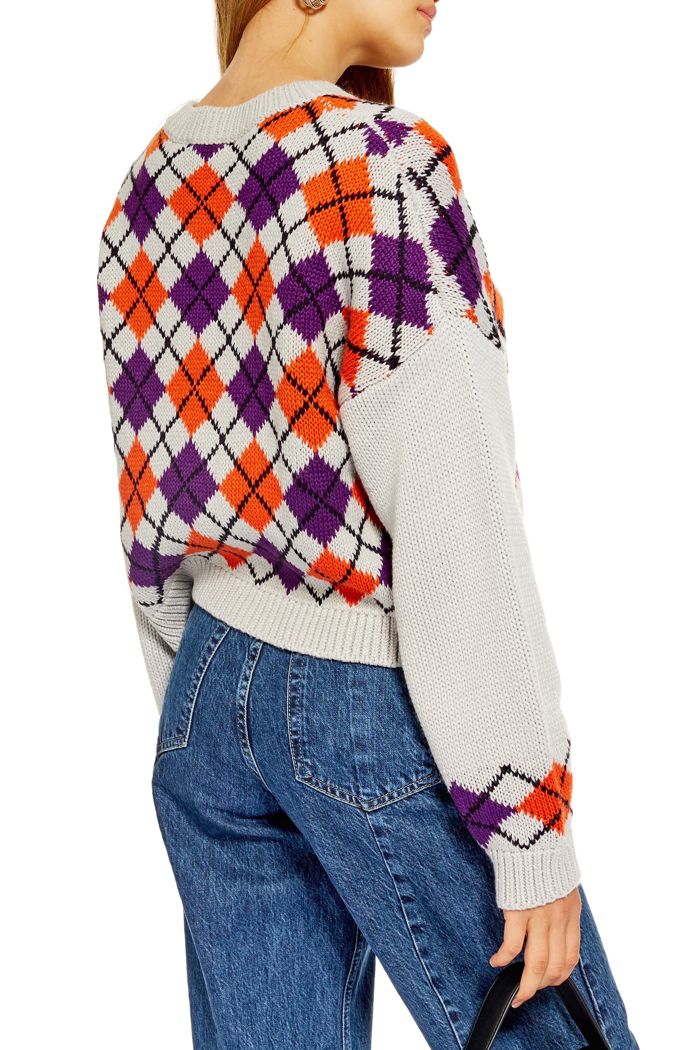 Topshop Argyle Crop Sweater (Women) | Nordstromrack