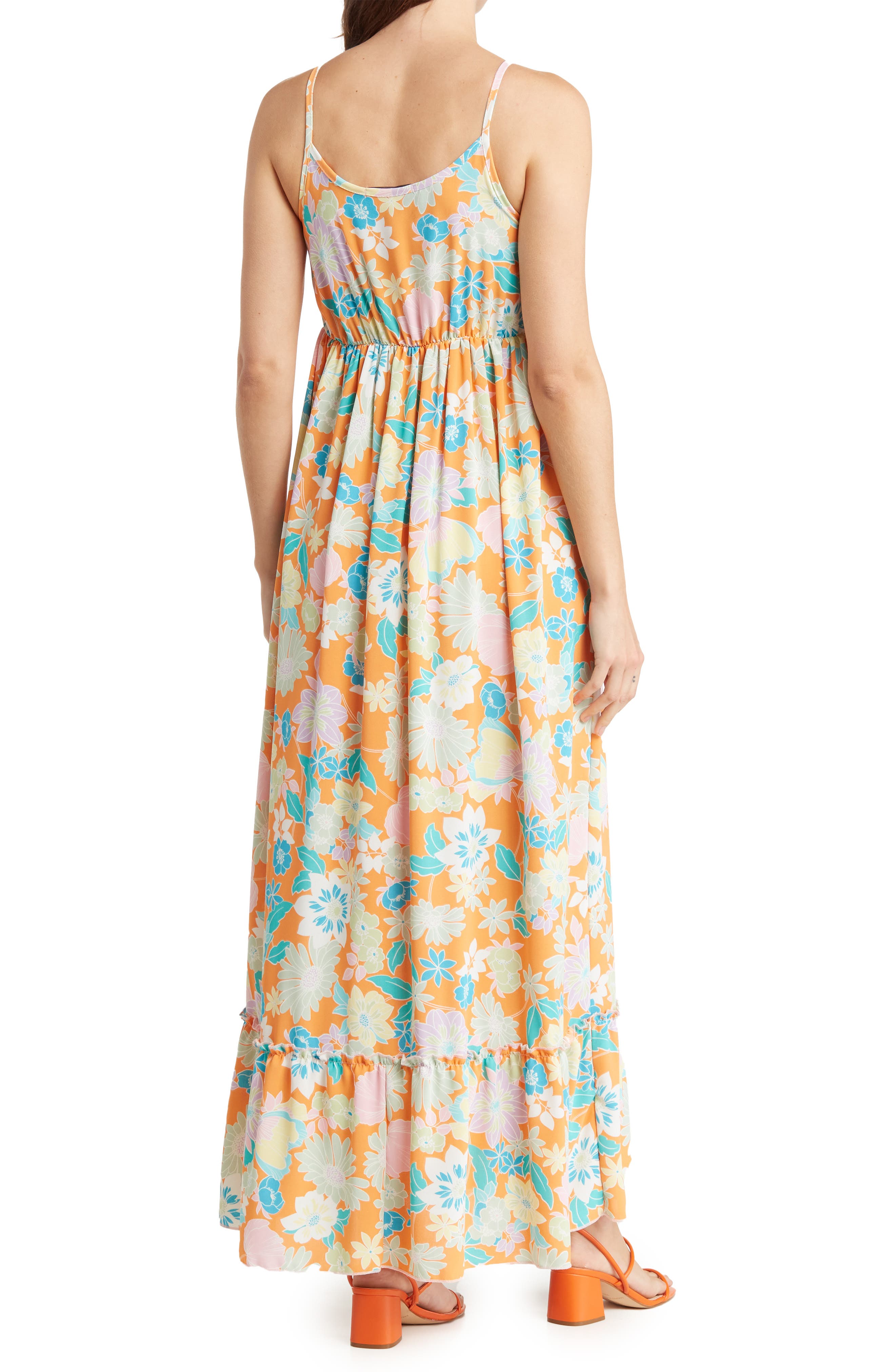 Velvet Torch Floral Print Tiered Midi Slip Dress | Nordstromrack