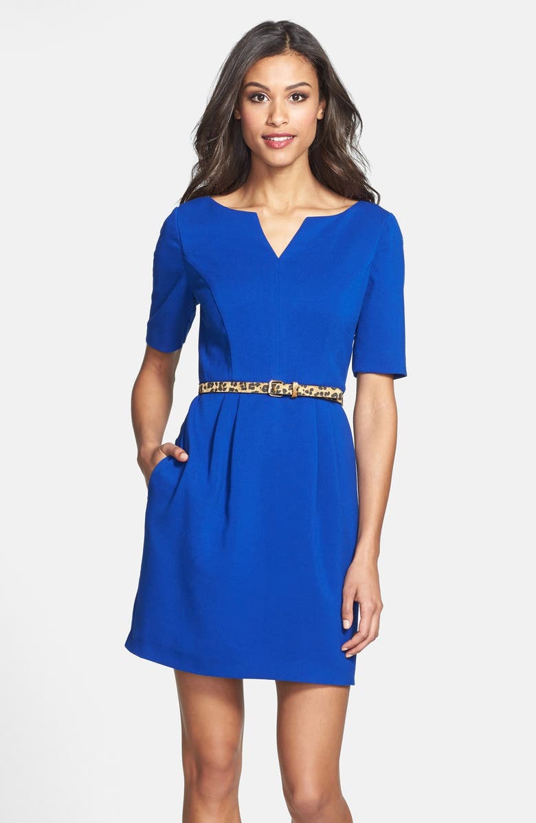 Eliza J Belted Double Crepe Fit & Flare Dress | Nordstrom