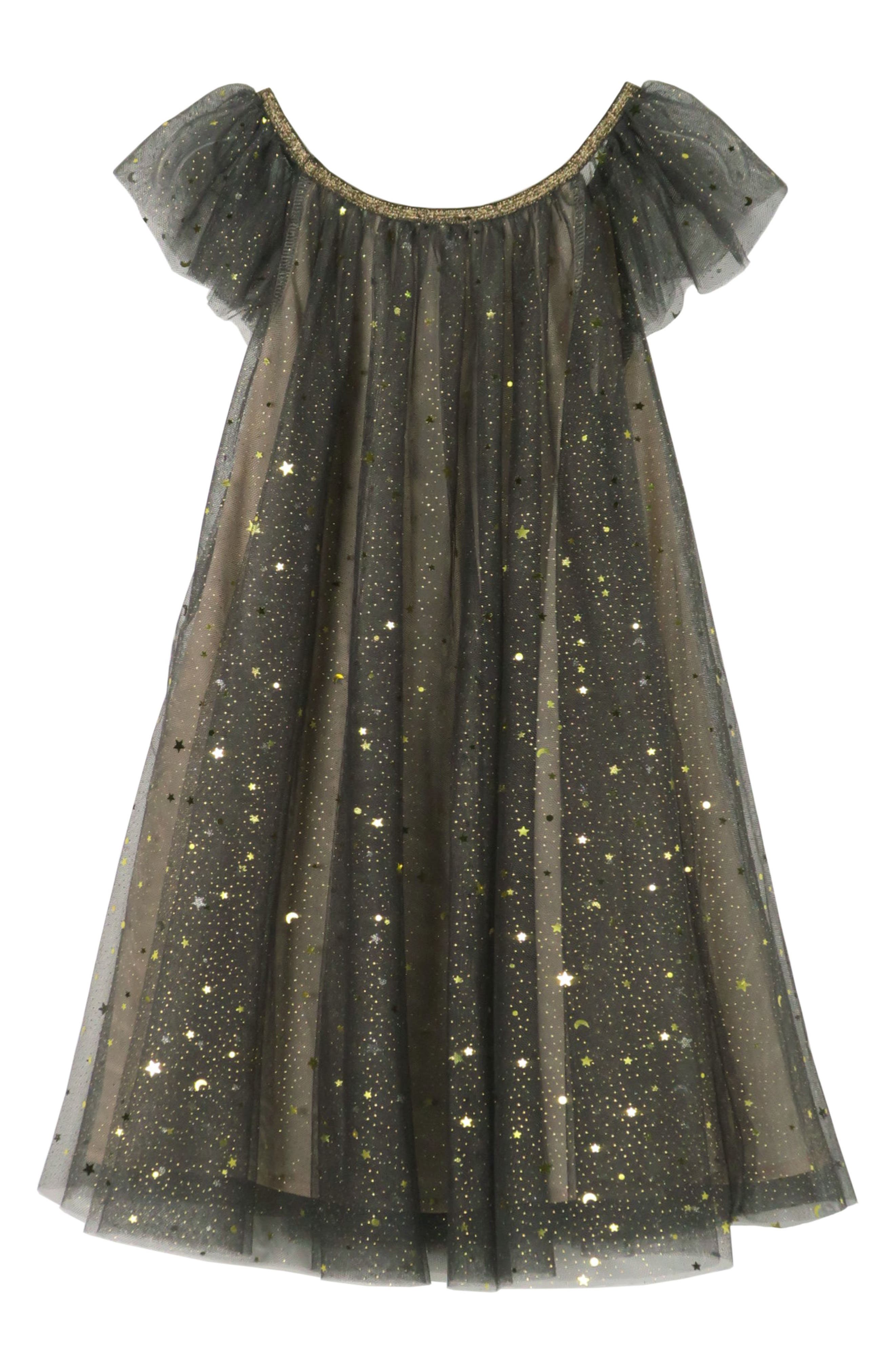 Zunie Kids' Foil Print Flutter Sleeve Party Dress | Nordstromrack
