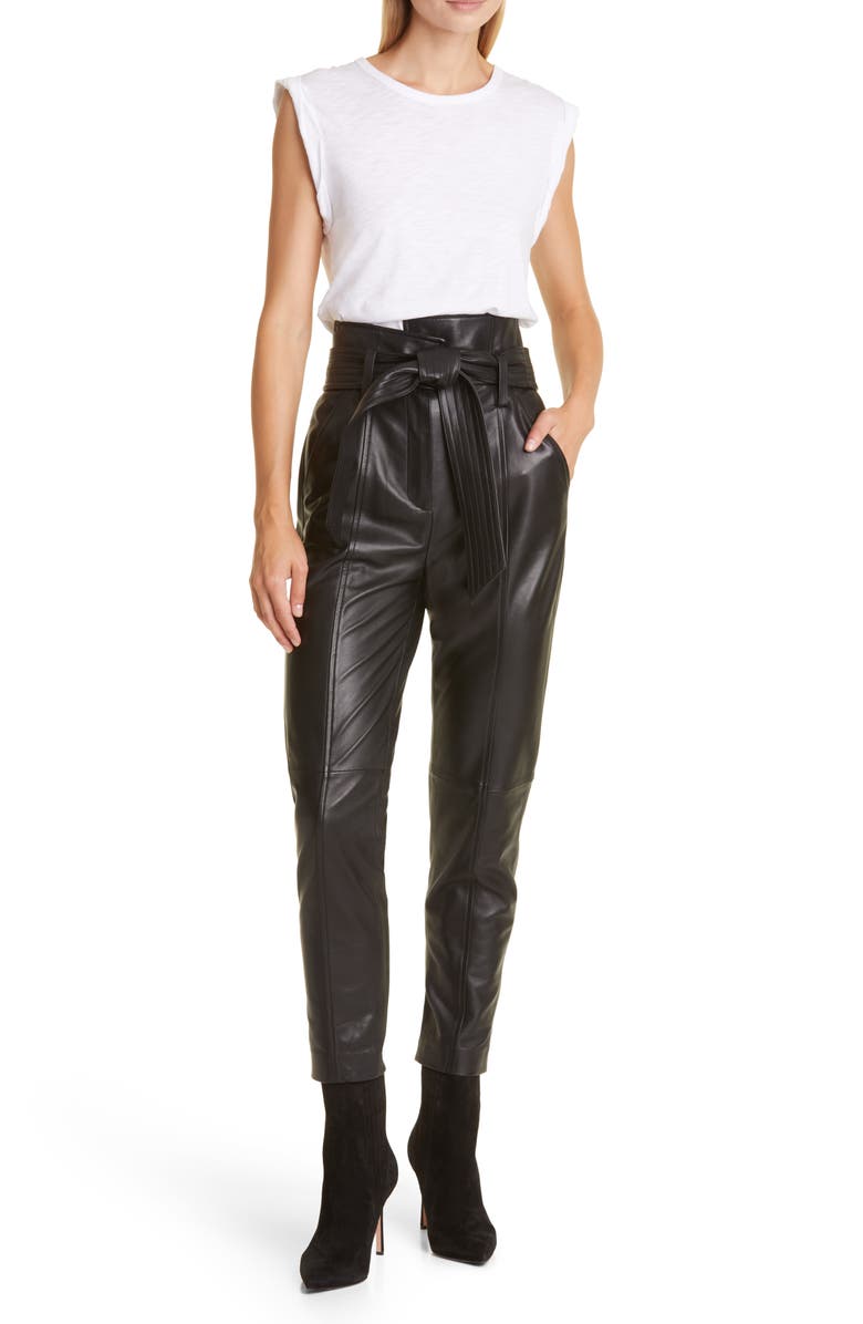 Veronica Beard Izera Belted Leather Pants | Nordstromrack