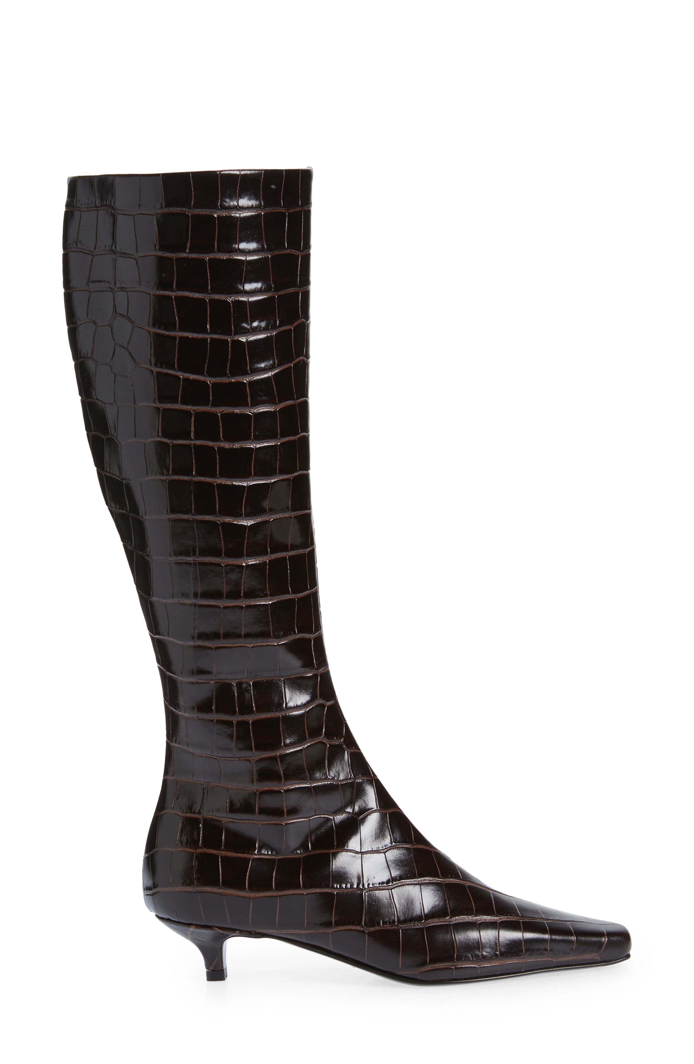 TOTEME The Slim Croc Embossed Kitten Heel Knee High Boot (Women ...