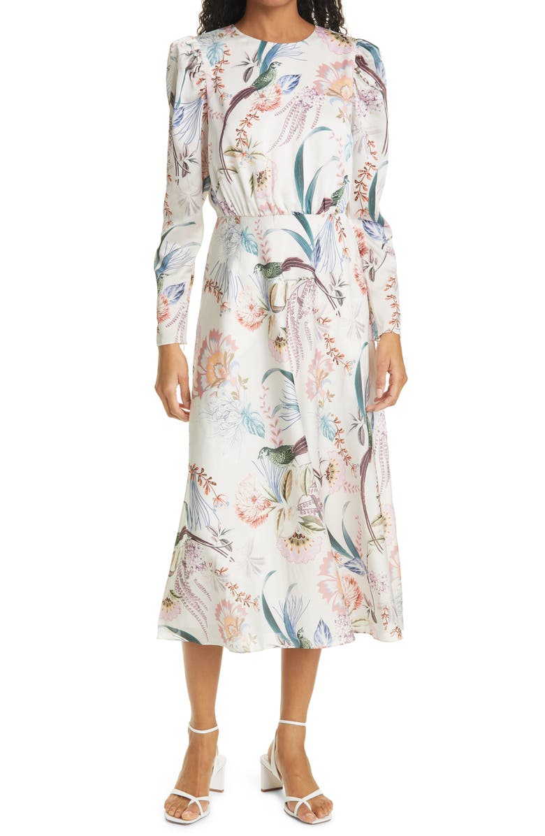 Ted Baker London Decadence Floral Print Long Sleeve Midi Dress ...