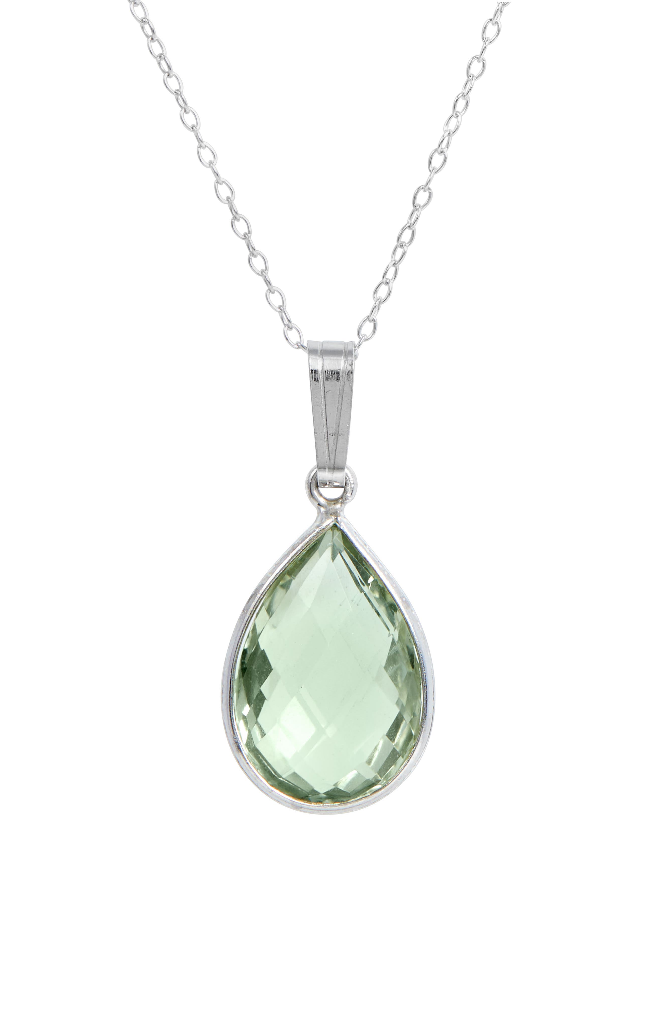 SAVVY CIE JEWELS Sterling Silver & Stone Drop Pendant Necklace | Nordstromrack