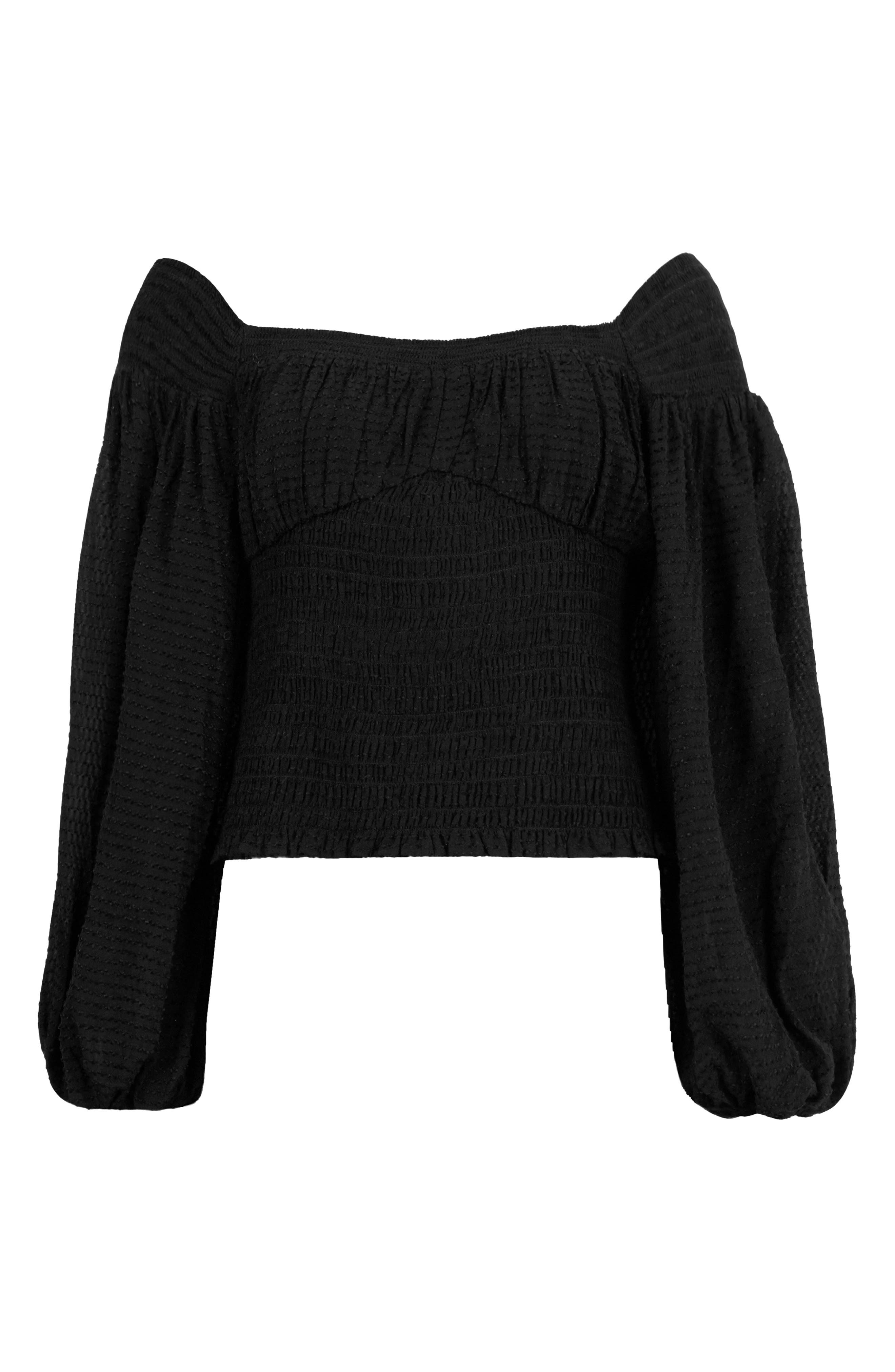 AllSaints Tia Texture Puff Sleeve Top | Nordstromrack
