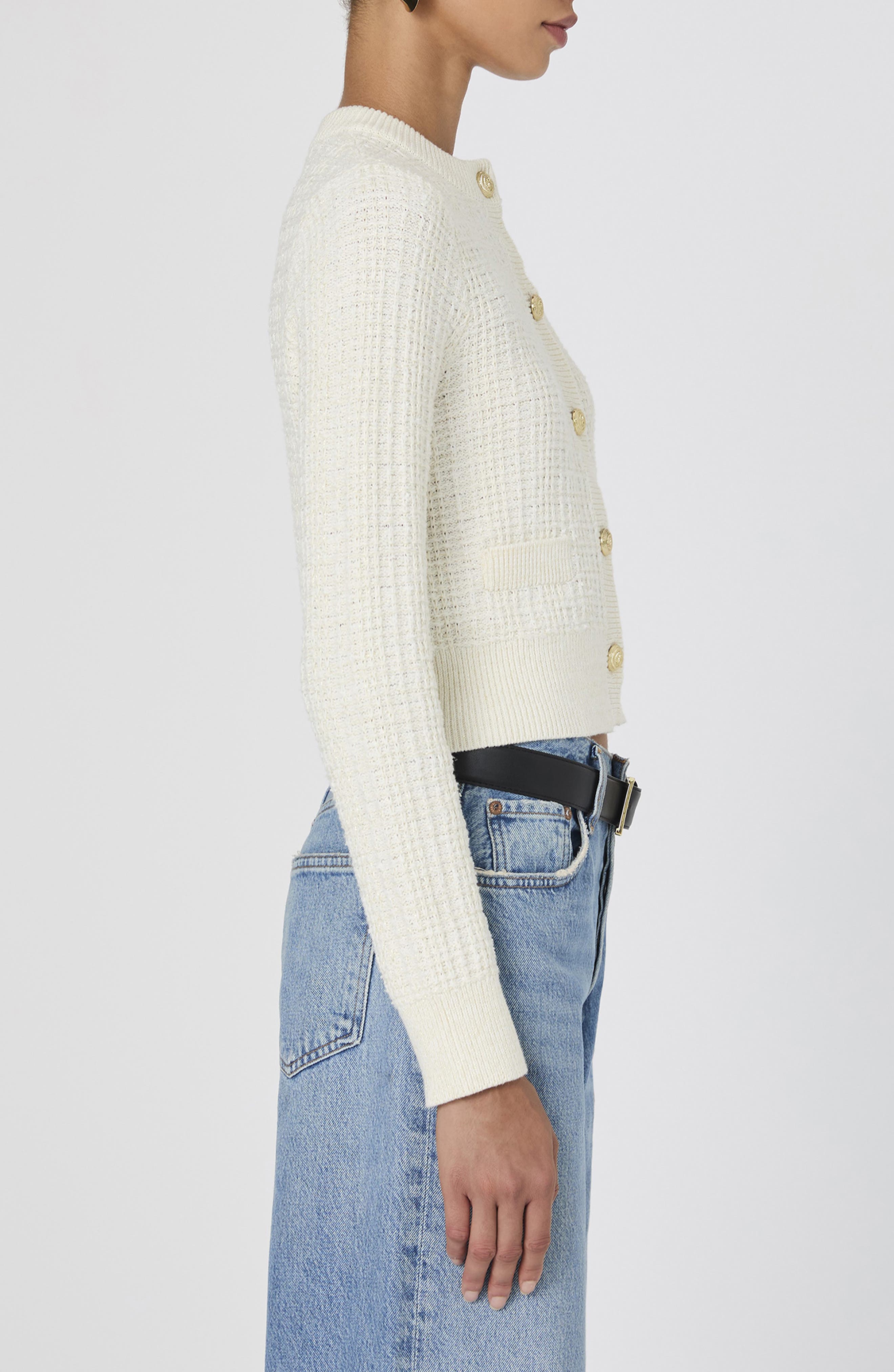 French Connection Metallic Cotton Blend Cardigan | Nordstrom