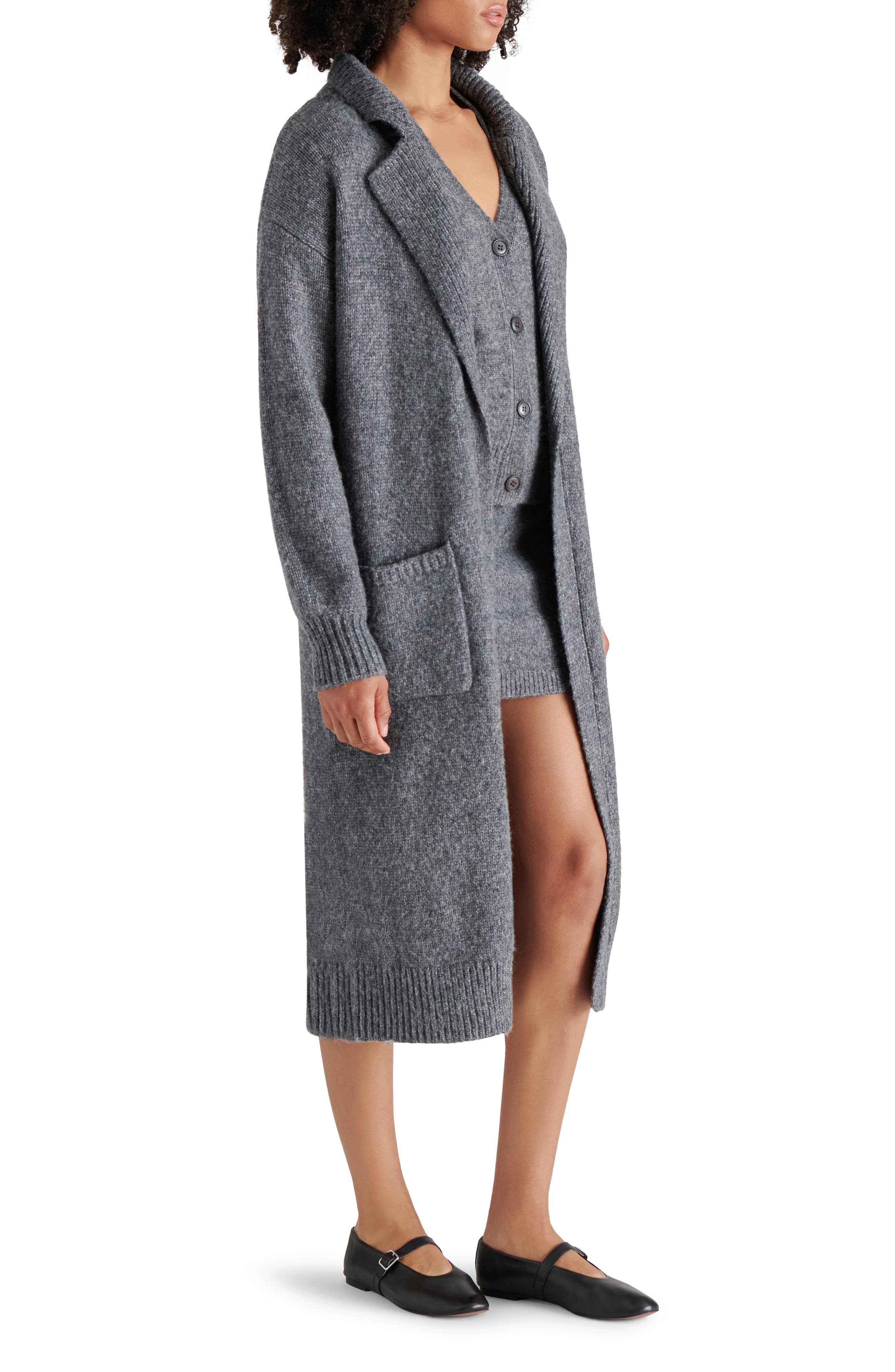 Steve Madden Marl Notched Lapel Longline Cardigan | Nordstromrack