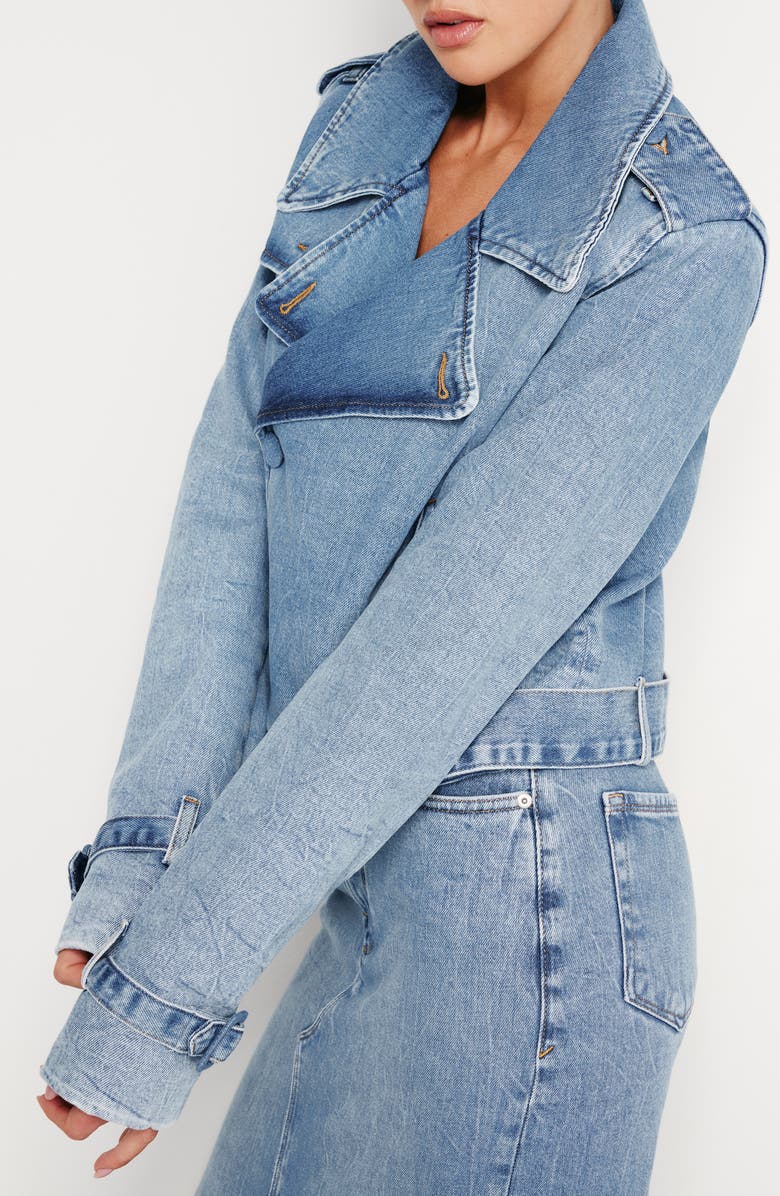 Good American Belted Crop Denim Jacket | Nordstromrack