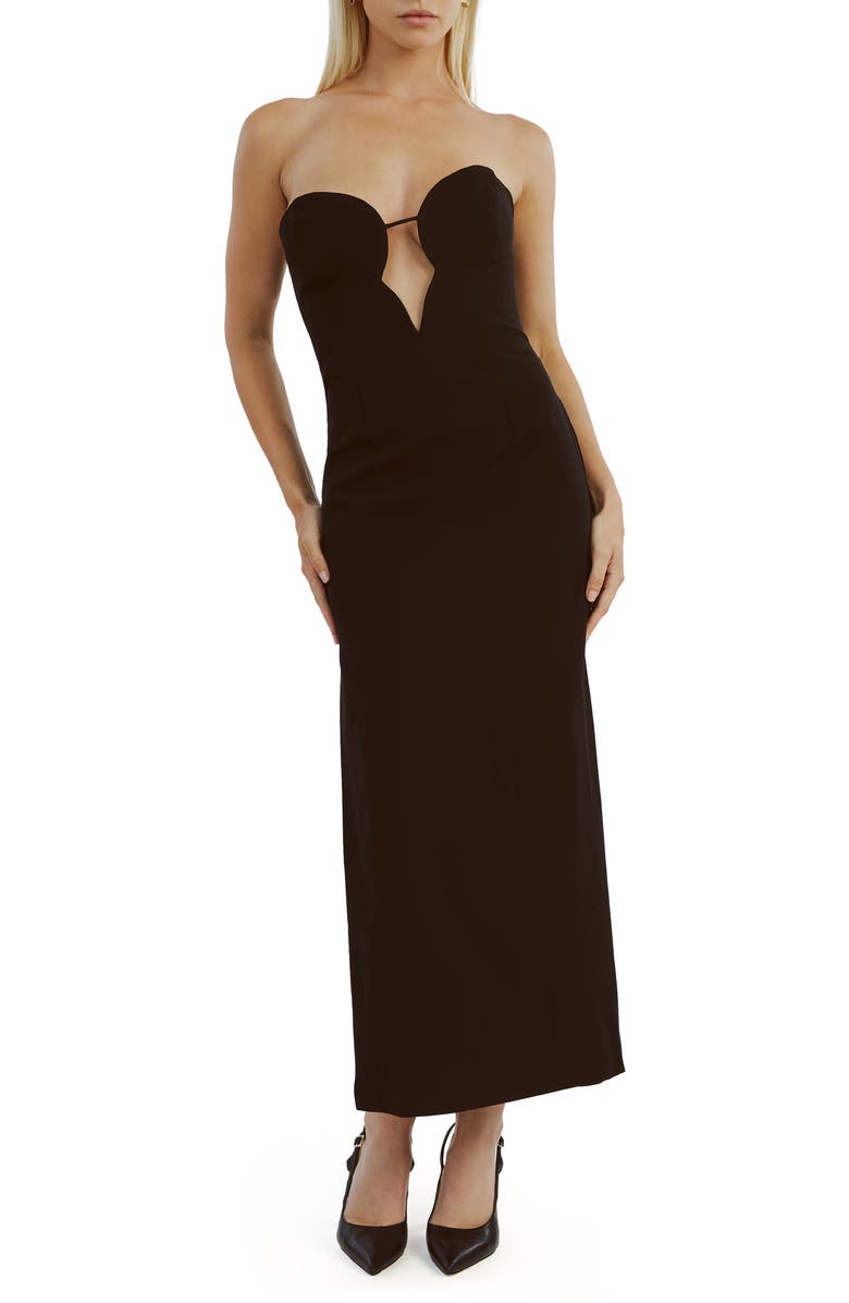 Bardot Eleni Strapless Plunge Neck Midi Dress | Nordstromrack