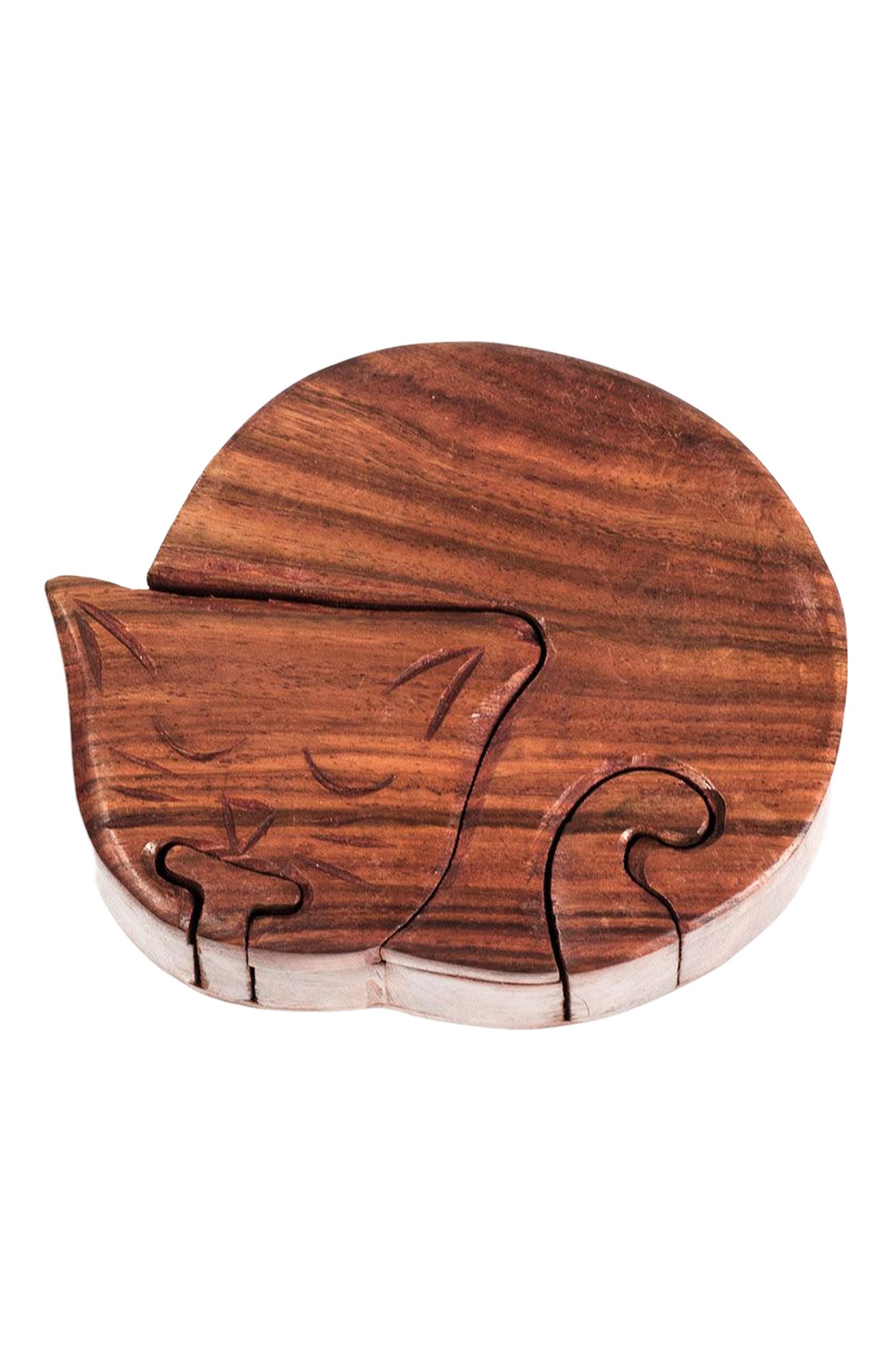 Matr Boomie Sleeping Cat Keepsake Puzzle Box - Indian Rosewood | Nordstrom