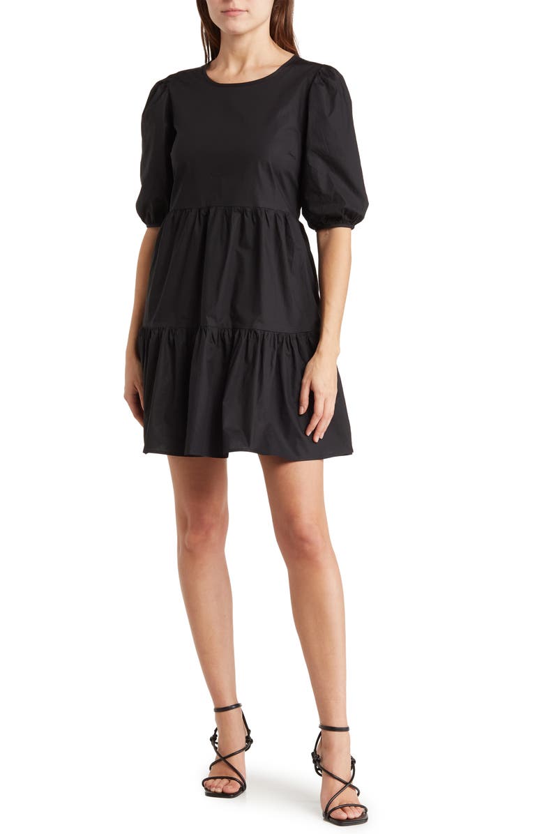 Know One Cares Cotton Poplin Short Sleeve Tiered Mini Dress | Nordstromrack