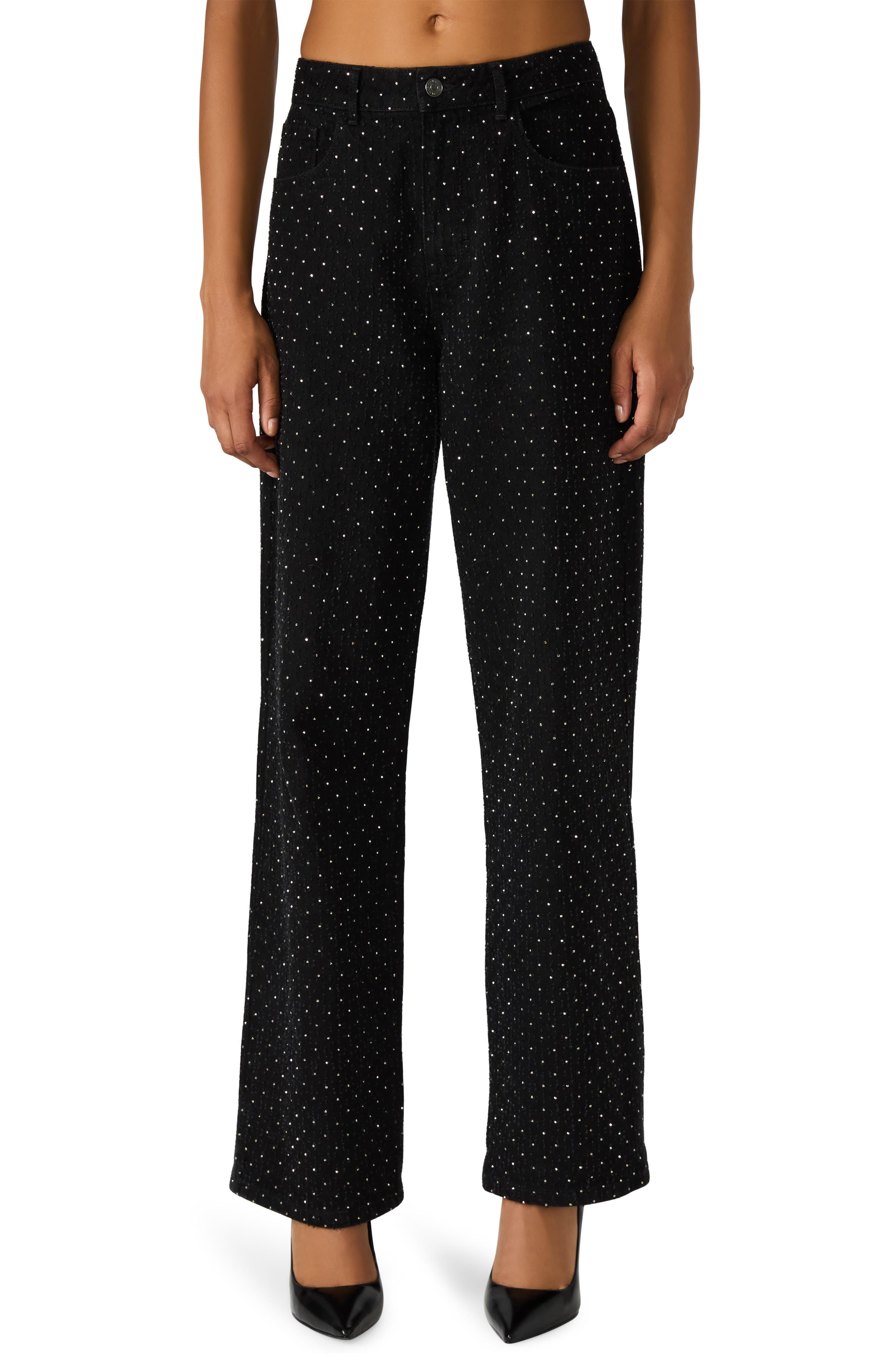 Steve Madden Avaline Crystal Embellished High Waist Relaxed Straight ...