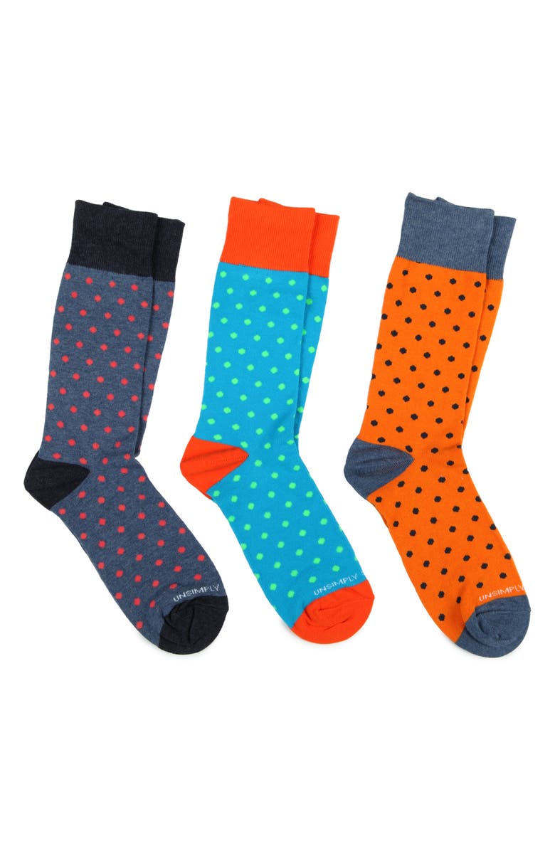 UNSIMPLY STITCHED 3-Pack Assorted Dot Crew Socks | Nordstromrack