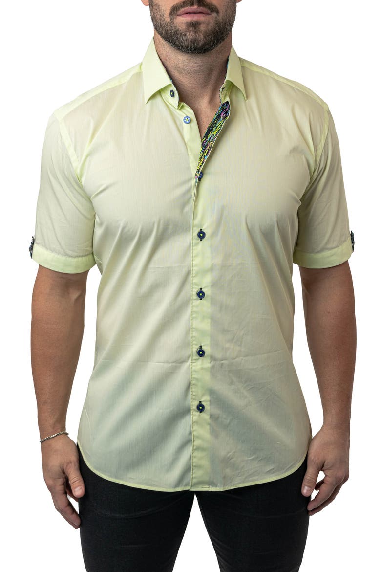 Galileo Calamansi Yellow Contemporary Fit Short Sleeve Button-Up Shirt ...