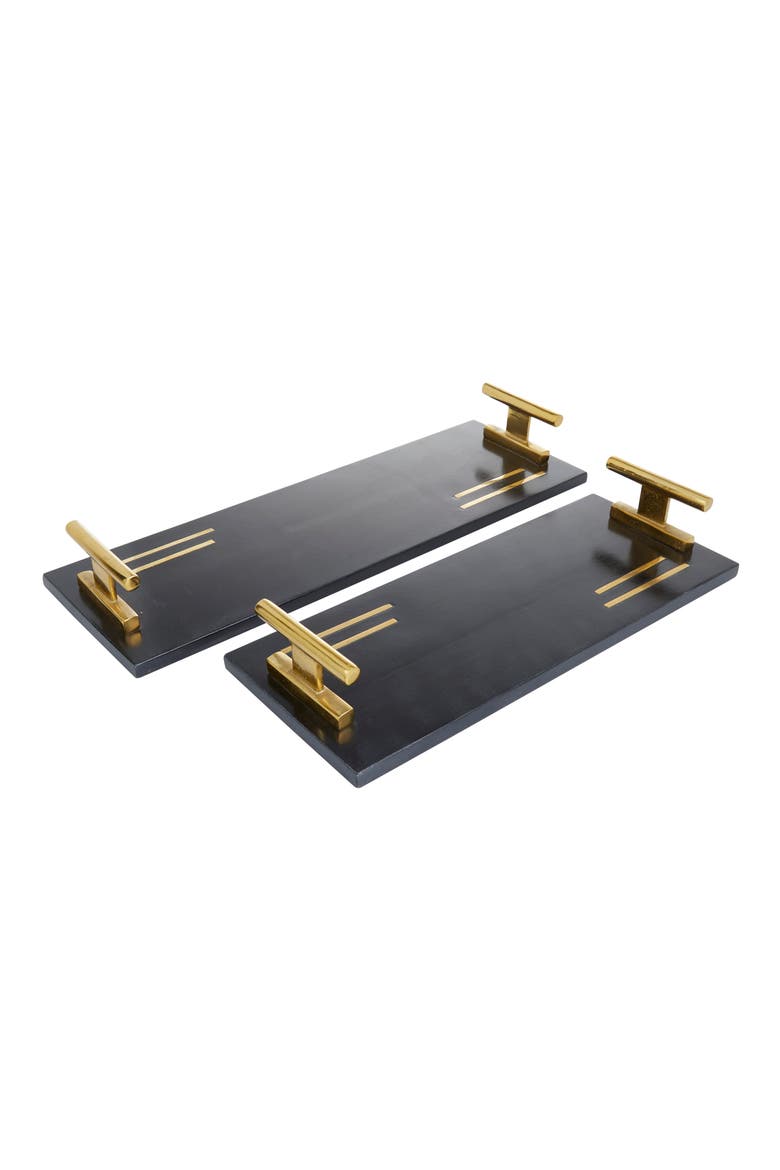 Black Marble Tray with Goldtone Handles - Set of 2 | Nordstromrack
