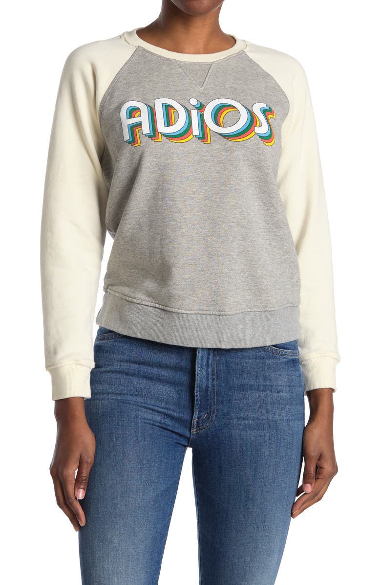 MOTHER 'The Square' Destroyed Graphic Pullover Sweatshirt | Nordstromrack