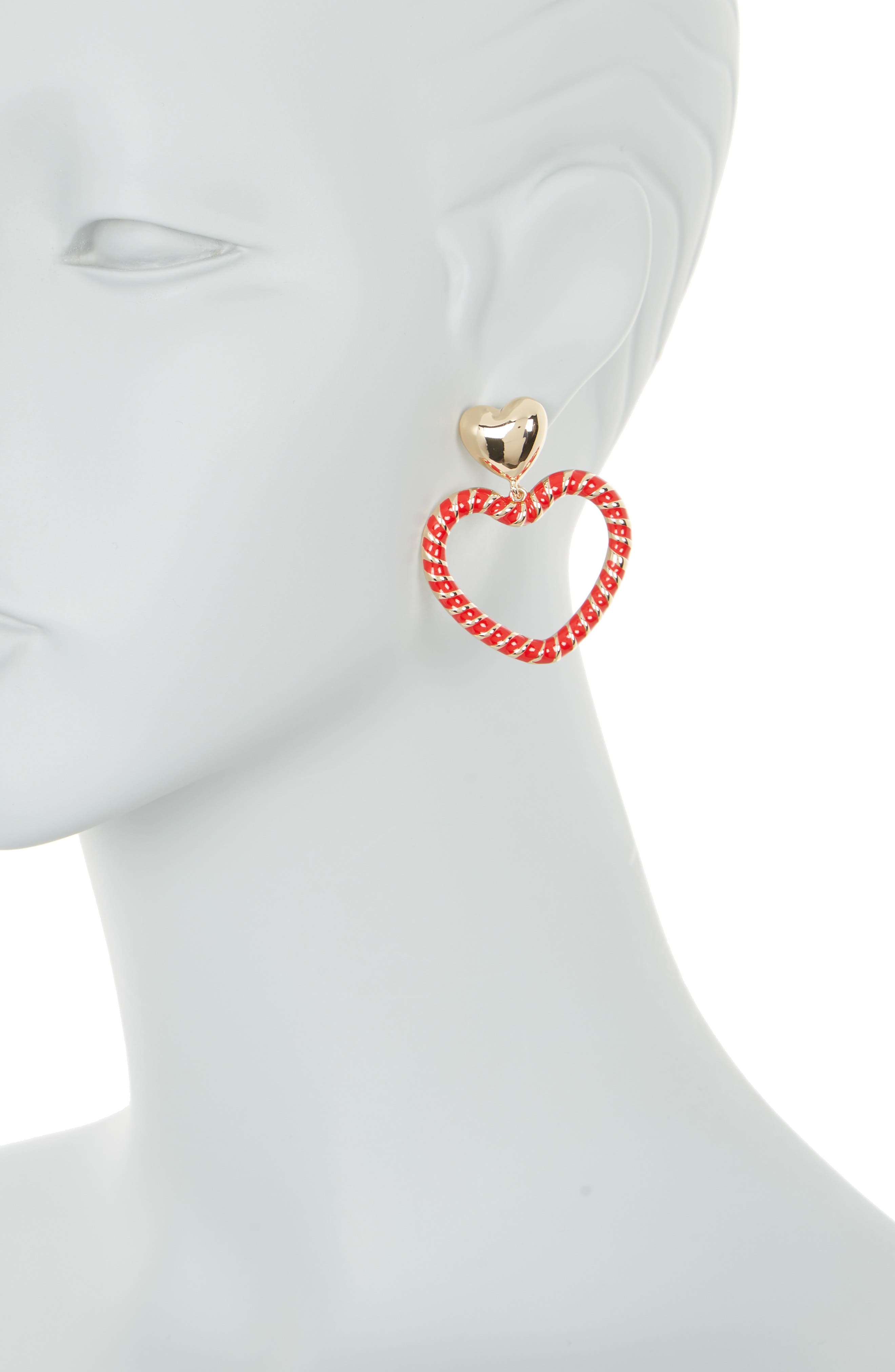 Melrose and Market Goldtone Candy Cane Heart Earrings | Nordstromrack