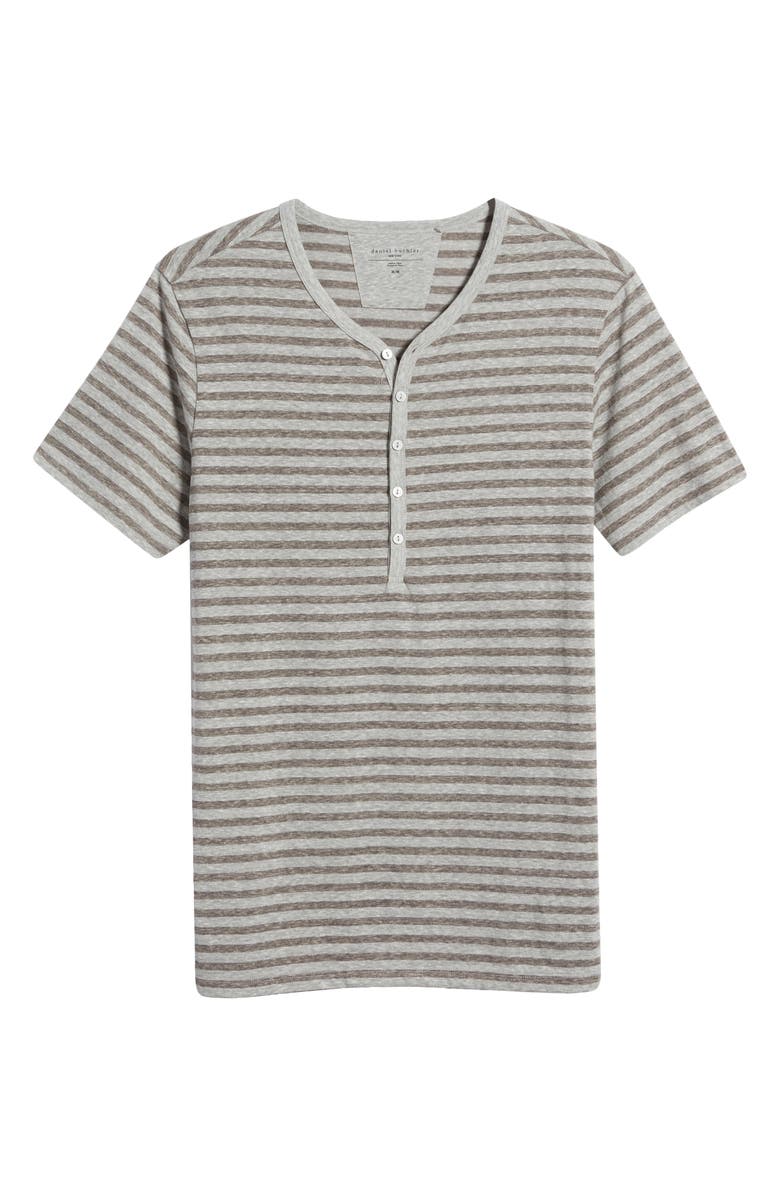 Daniel Buchler Heathered Stripe Recycled Cotton Blend Henley Pajama T ...