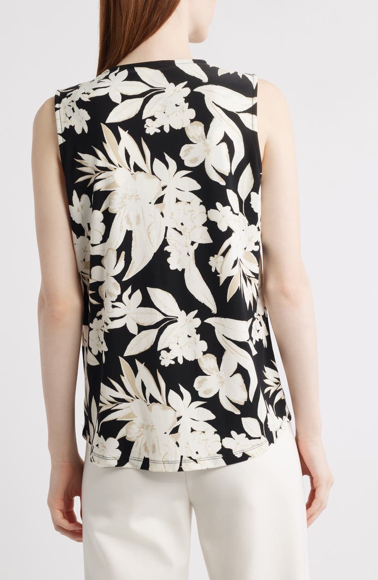 Anne Klein Floral Print Pleat Front Shell | Nordstrom
