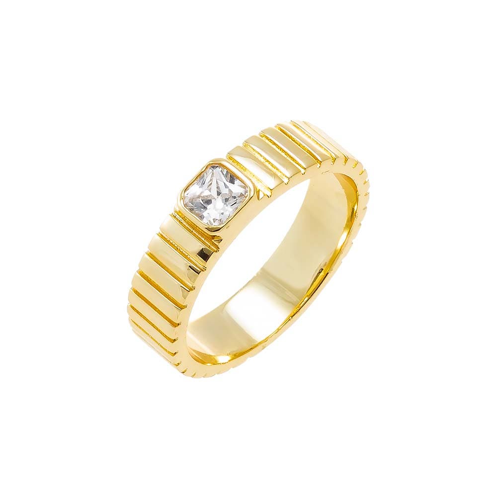 BY ADINA EDEN CZ Bezel Baguette Ridged Band Ring | Nordstrom