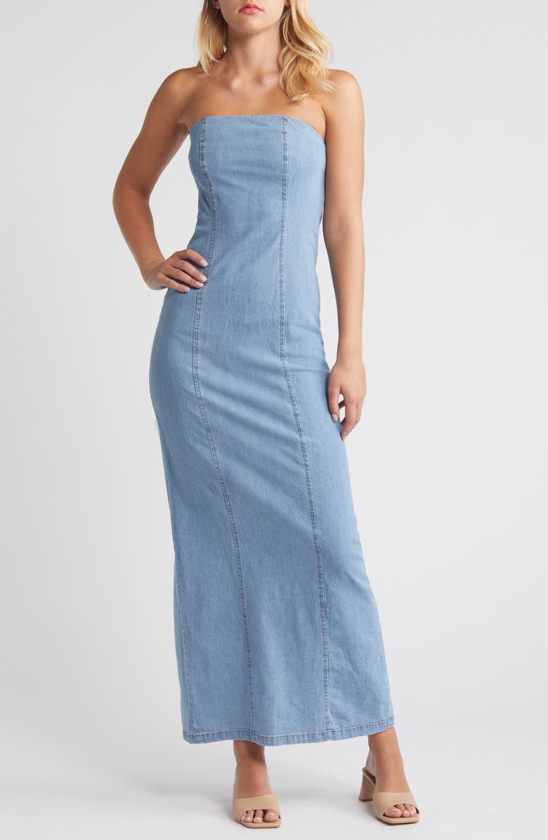 SOMETHING NEW Theodora Denim Tube Maxi Dress | Nordstromrack