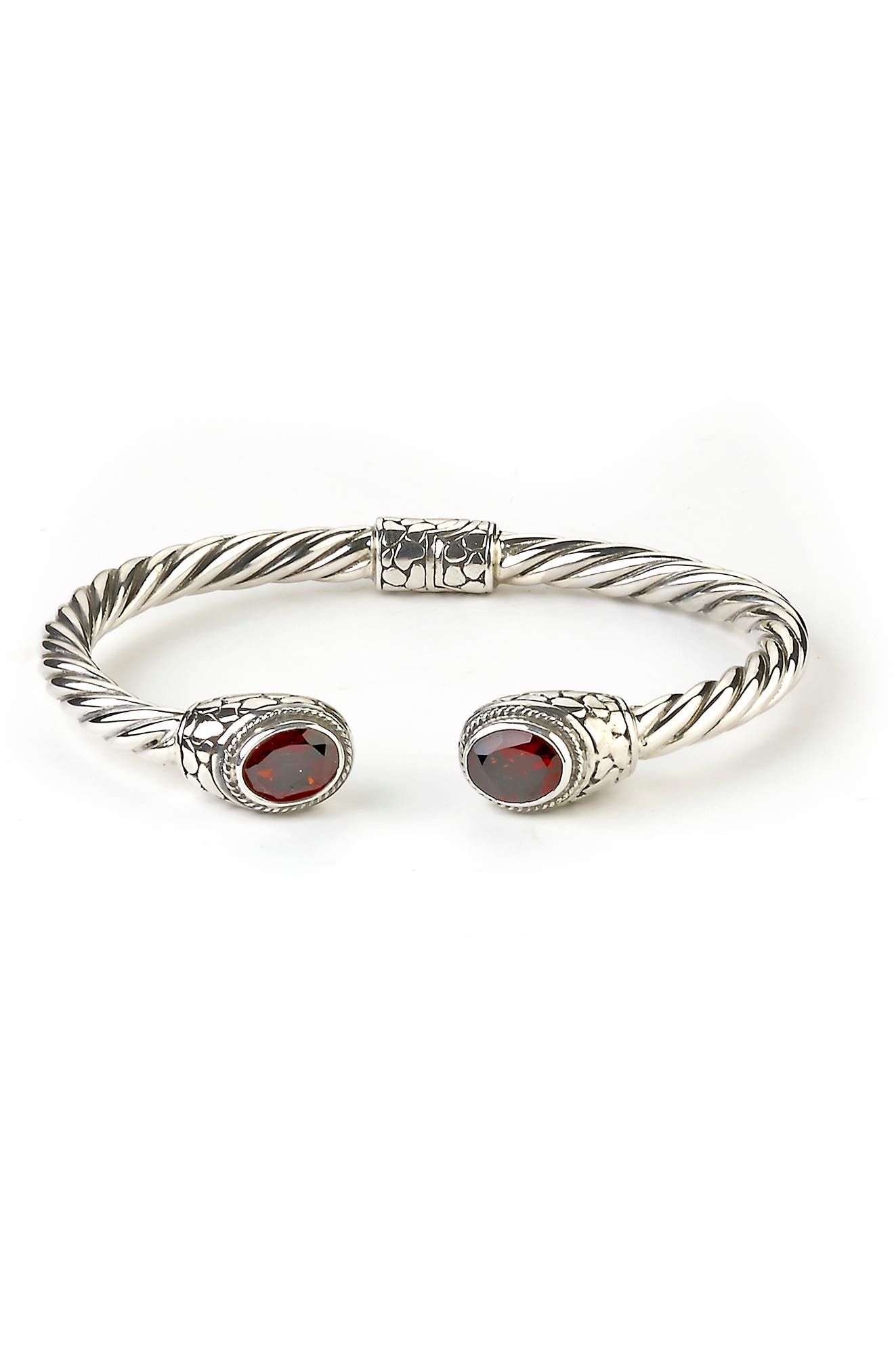 SAMUEL B. Sterling Silver & Oval Garnet Bangle | Nordstromrack