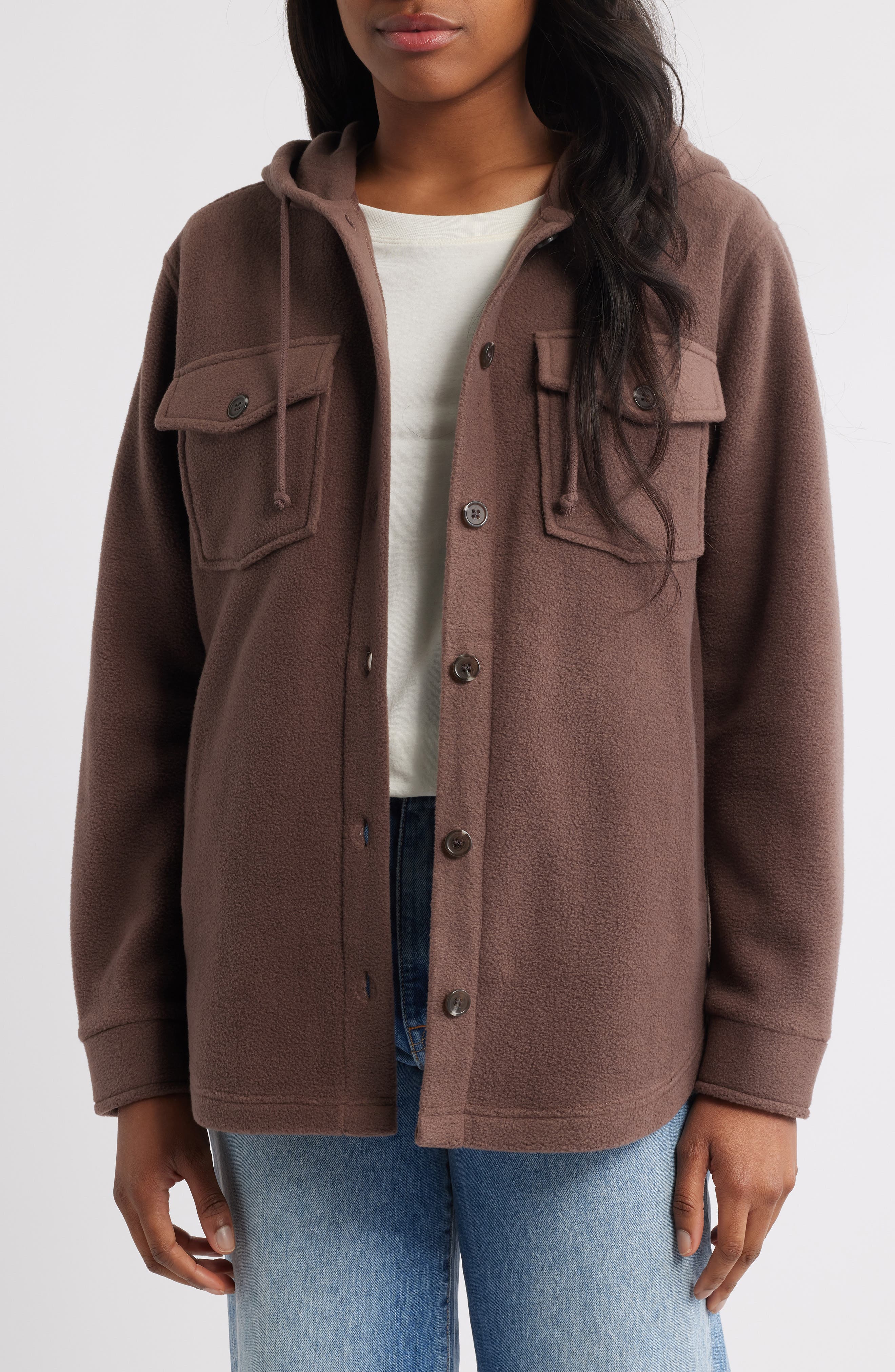 Thread & Supply Hooded Fleece Shacket | Nordstrom