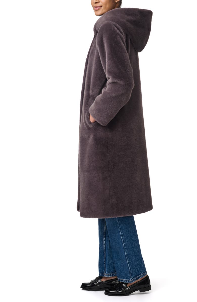 Bernardo Shawl Collar Hoodded Faux Fur Coat | Nordstromrack