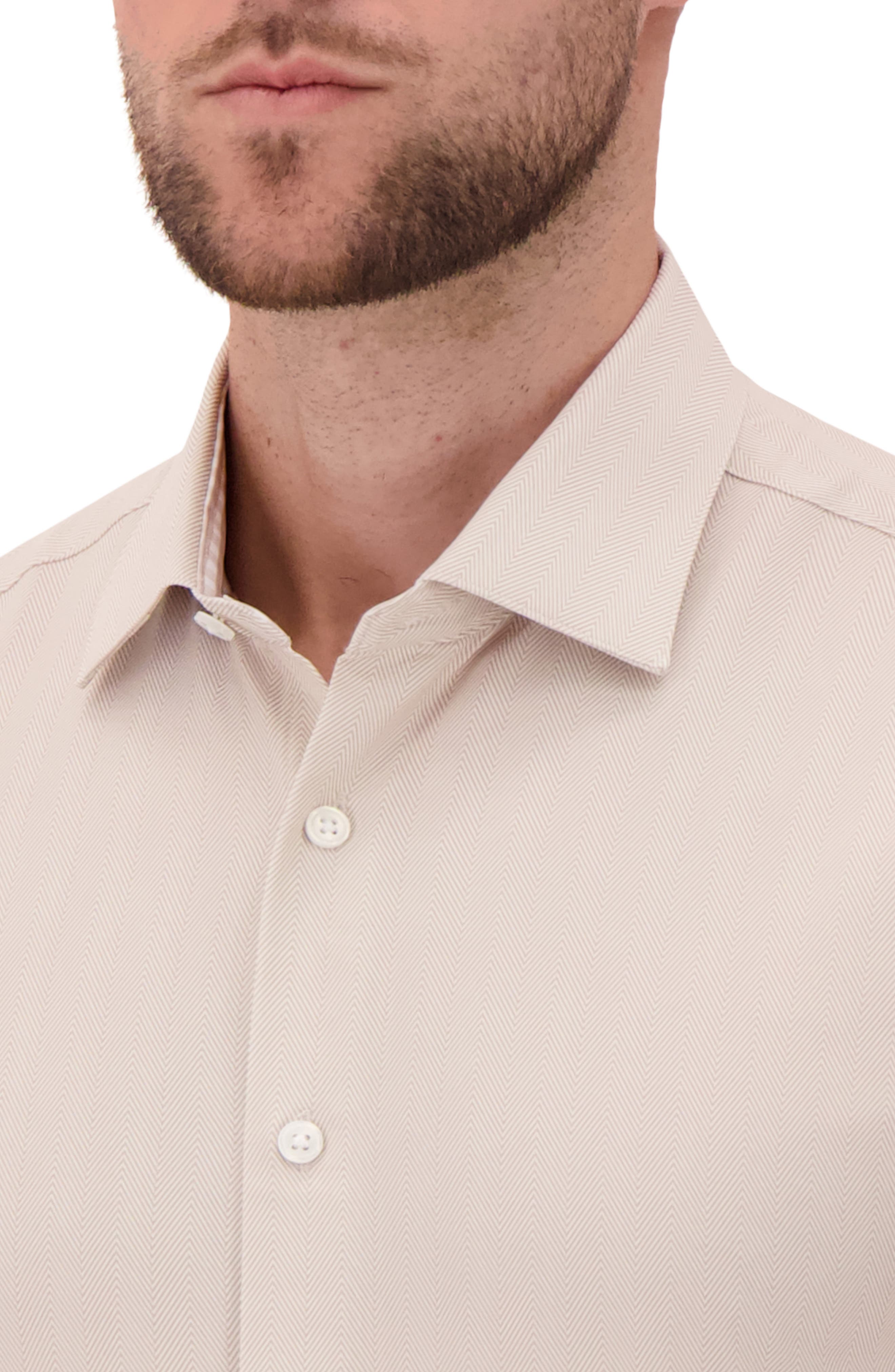Report Collection Slim Fit Herringbone 4-Way Stretch Button-Up Shirt ...