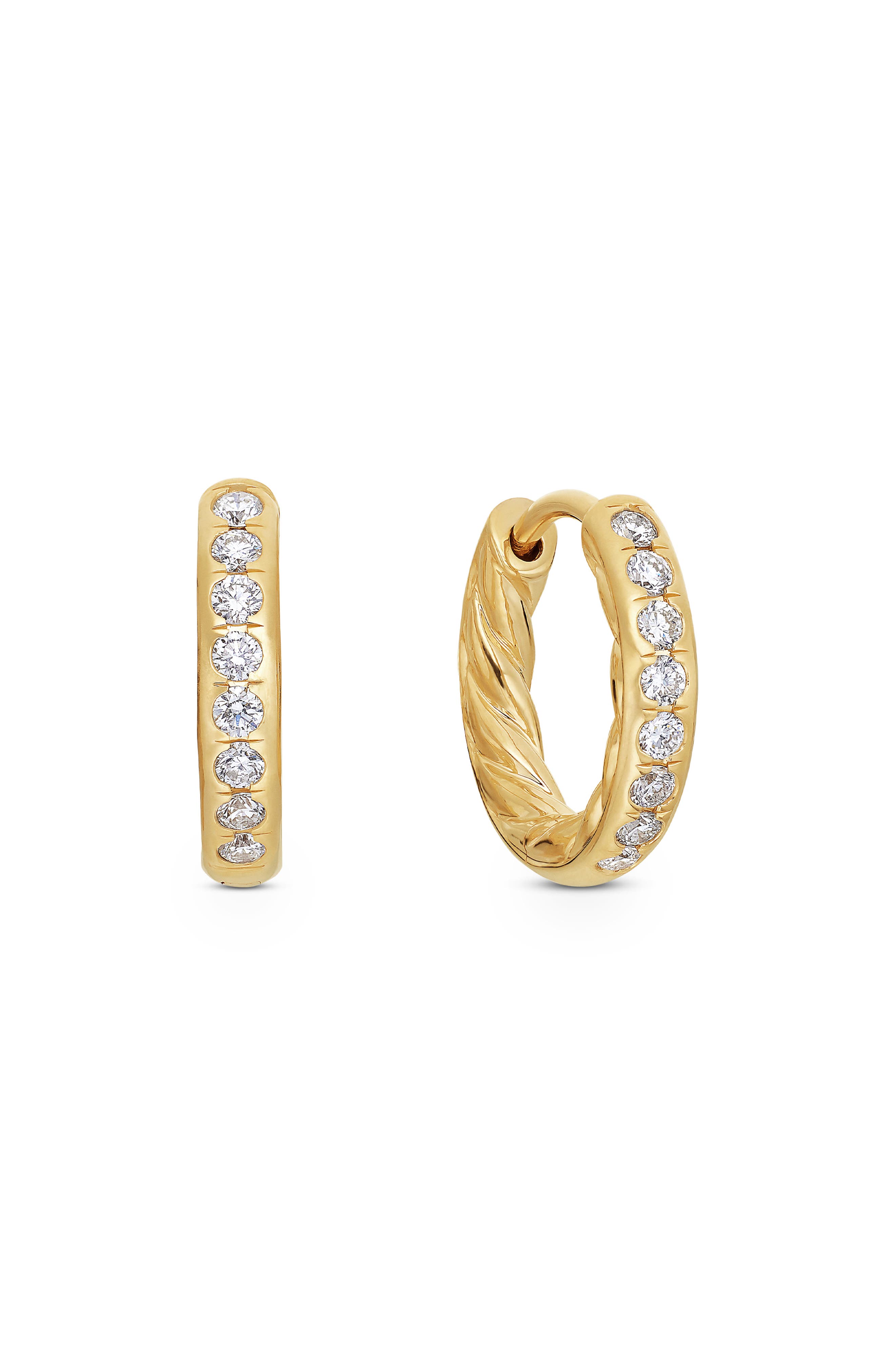 David Yurman Sculpted Cable Pavé Diamond Huggie Hoop Earrings | Nordstrom