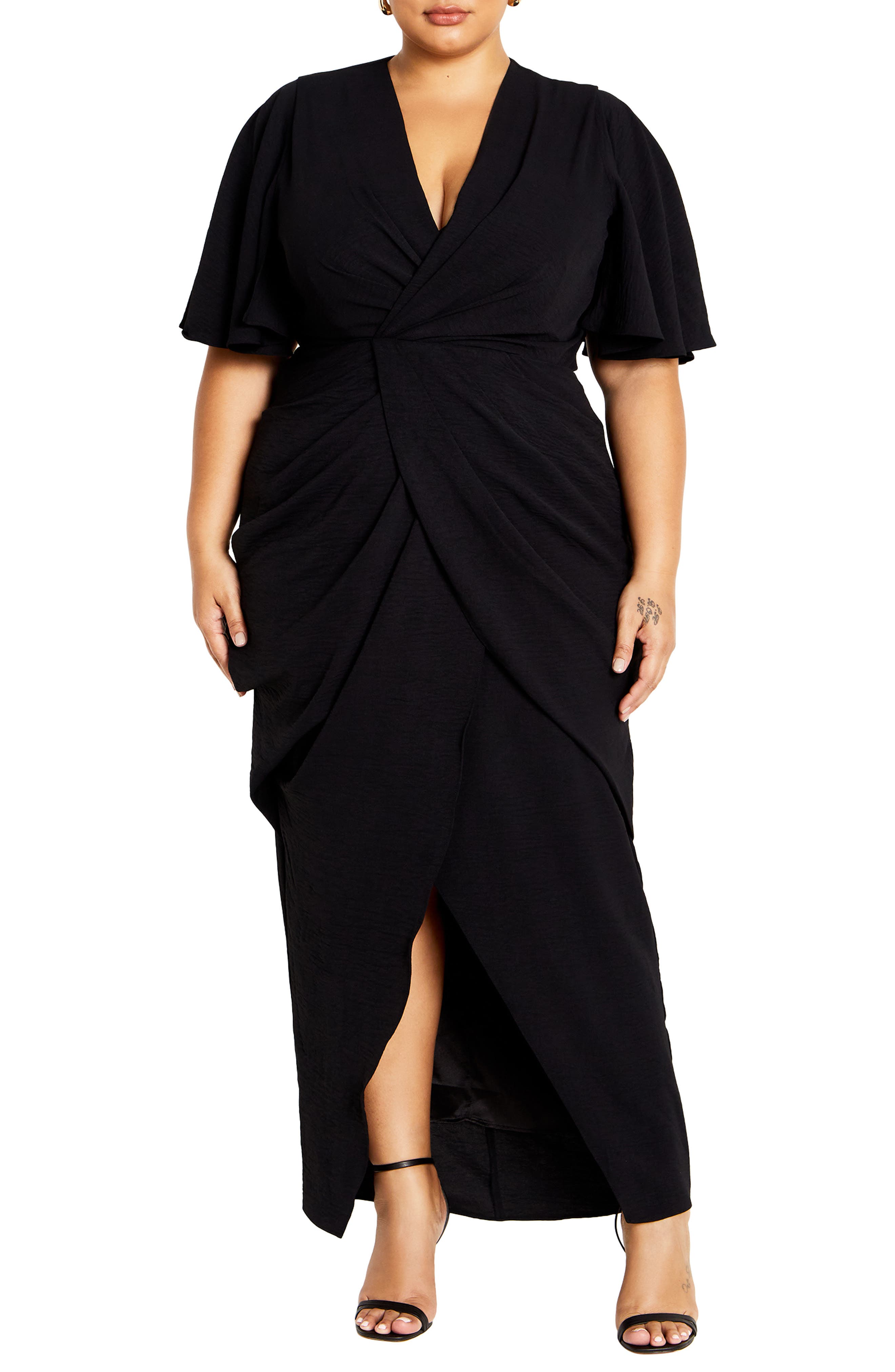 City Chic Braelynn Textured Crepe Maxi Dress | Nordstromrack