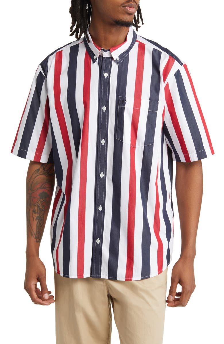 Carhartt Work In Progress Elcano Stripe Short Sleeve Button-Down Shirt ...