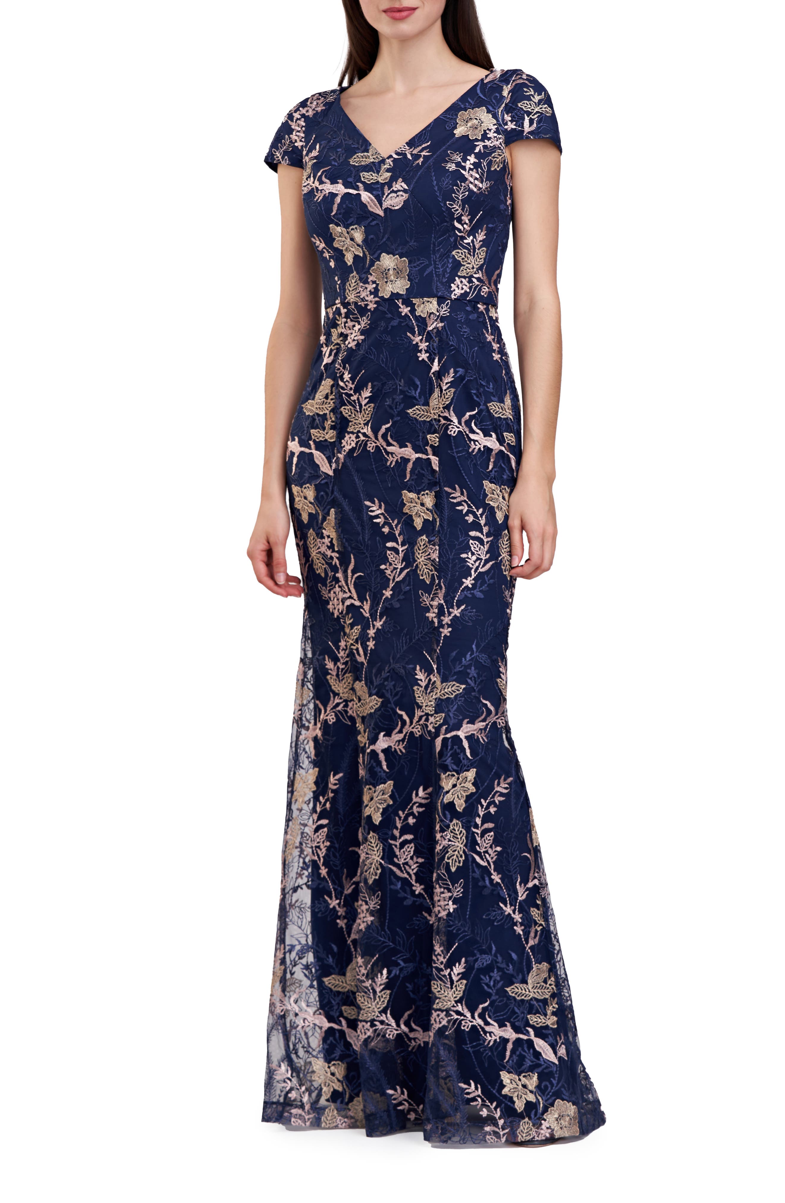 JS Collections Zara Embroidered Metallic Mermaid Gown | Nordstrom
