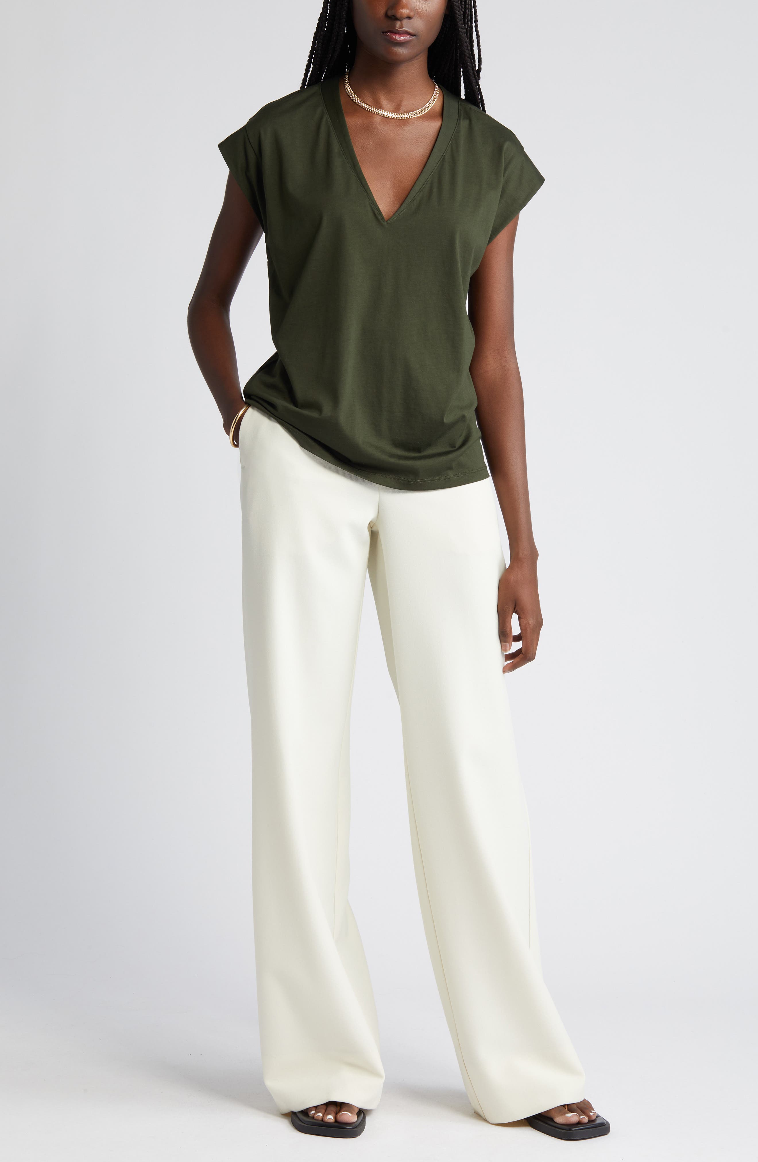 FRAME Le Mid Rise V-Neck T-Shirt | Nordstrom
