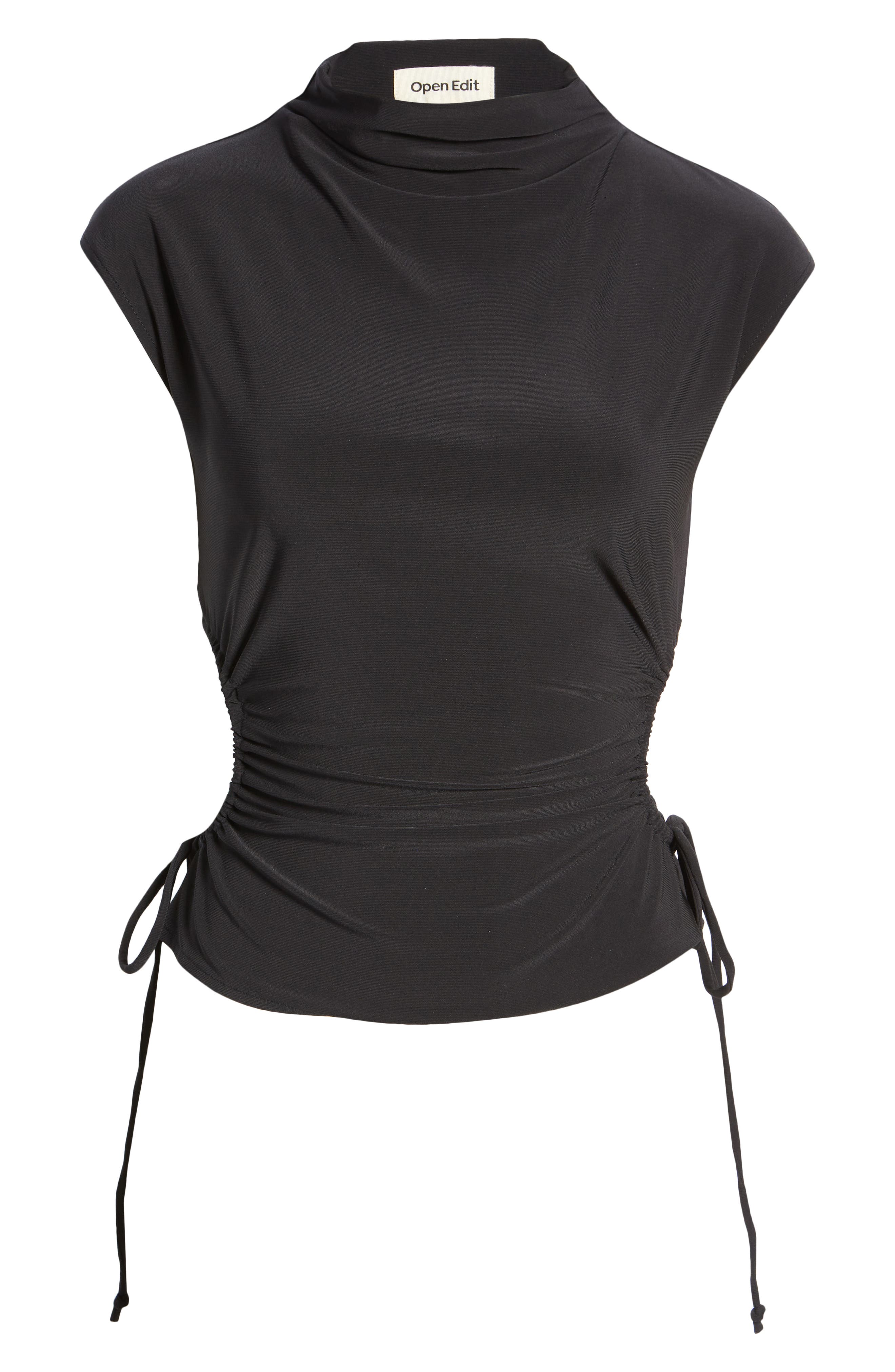Open Edit Ruched Cutout Mock Neck Top | Nordstrom