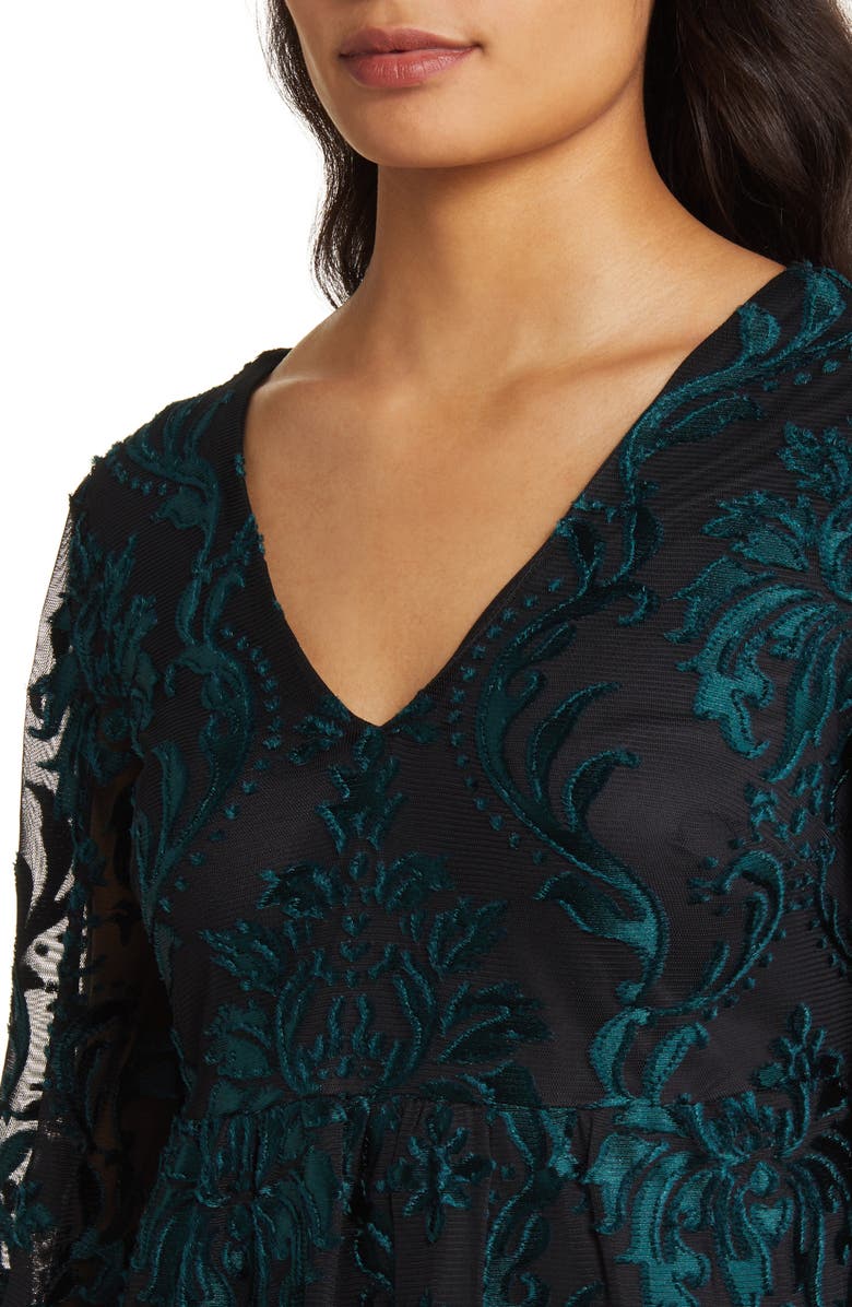 Eliza J Long Sleeve Velvet Burnout Dress | Nordstromrack