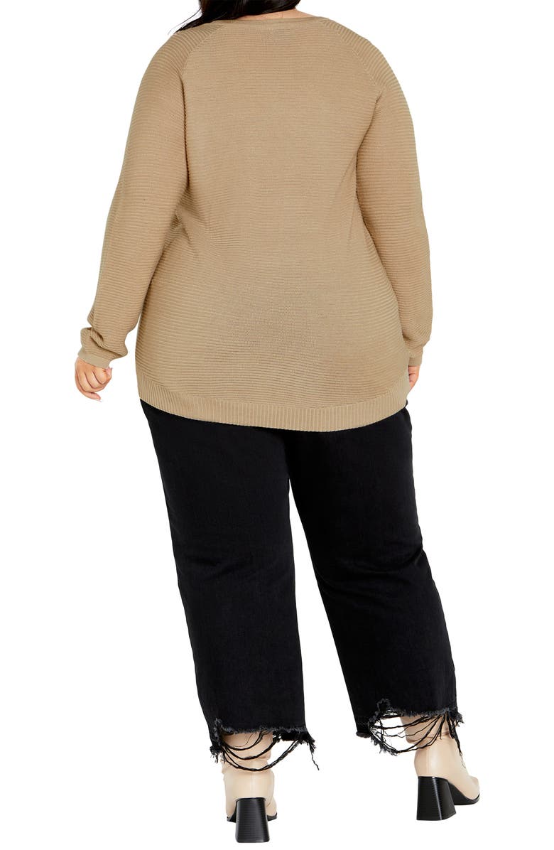 City Chic Zipper Accent High-Low Crewneck Sweater | Nordstromrack