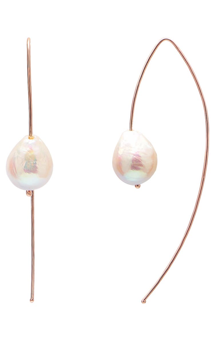 GABI RIELLE 22K Rose Gold Vermeil 12mm Freshwater Pearl Threader Drop ...