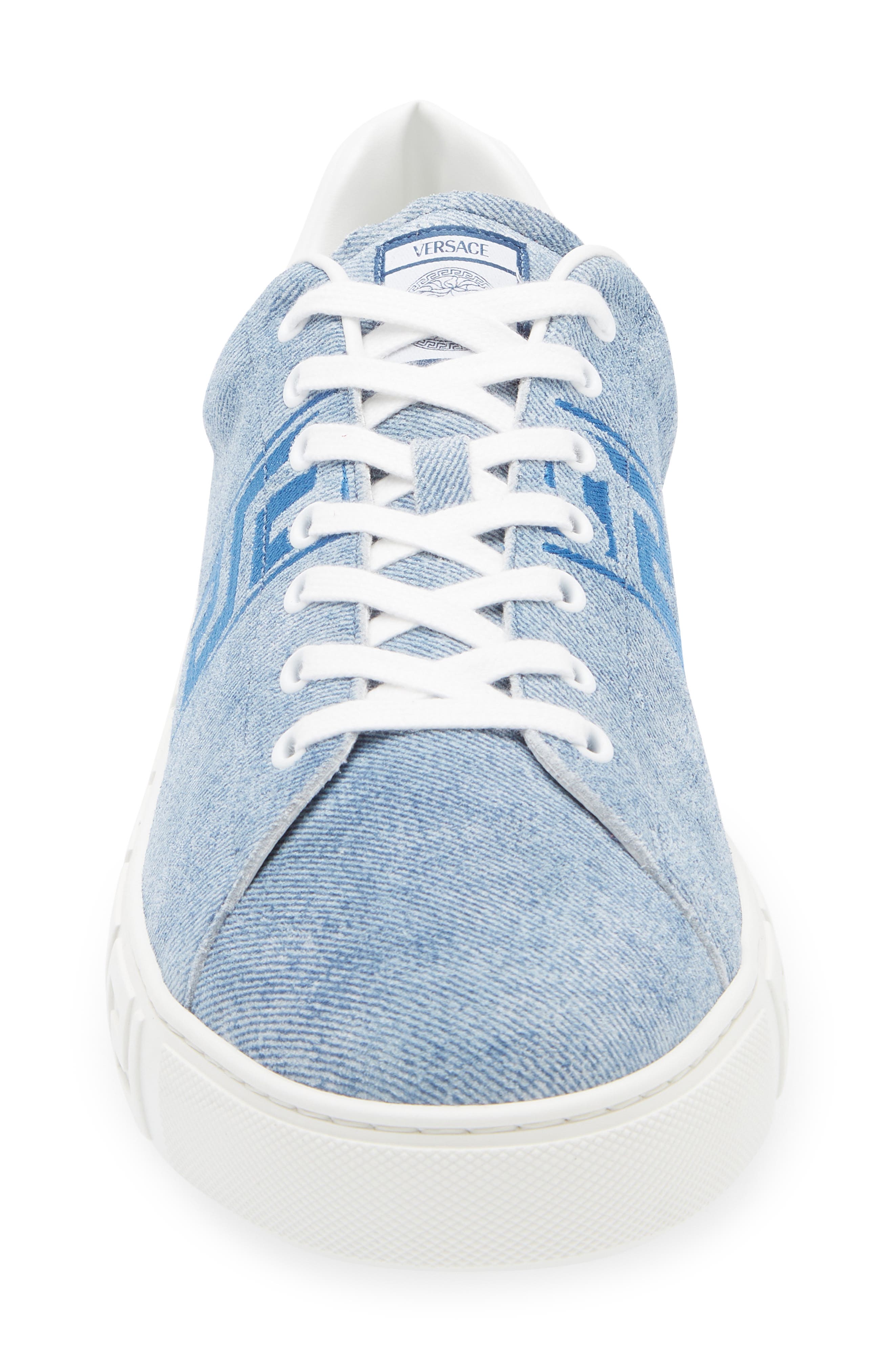 Versace Greca Denim Look Suede Sneaker (Men) | Nordstromrack